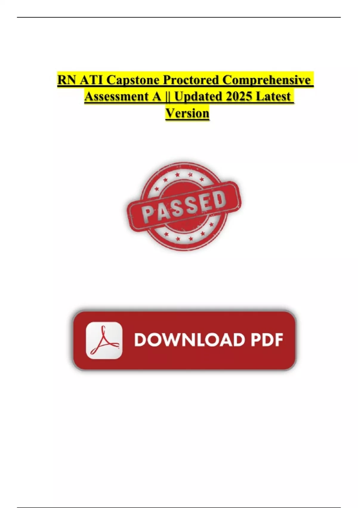 RN ATI Capstone Proctored Comprehensive Assessment A – Updated 2025 ...