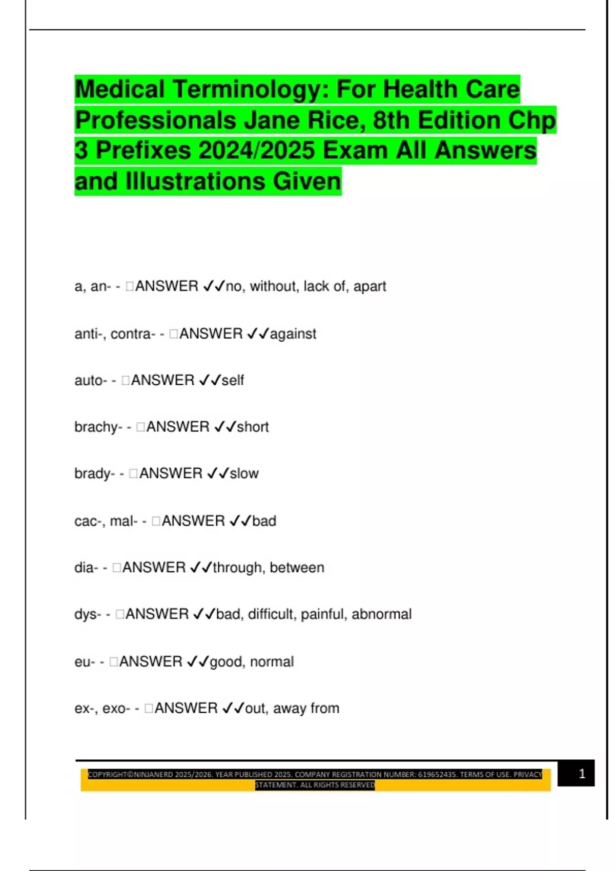 Medical Terminology: For Health Care Professionals Jane Rice, 8th ...