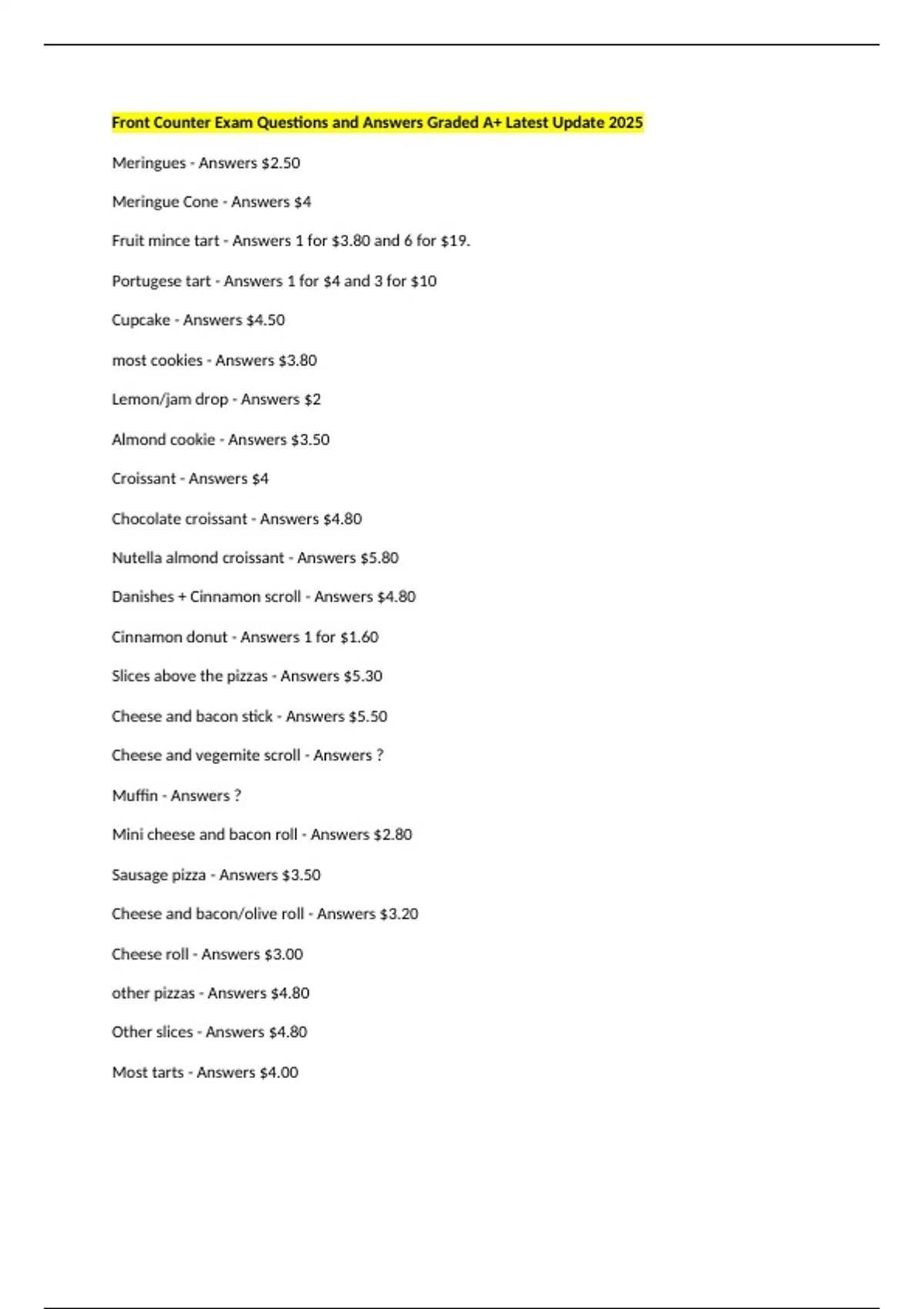 Front Counter Exam Questions and Answers Graded A+ Latest Update 2025 ...
