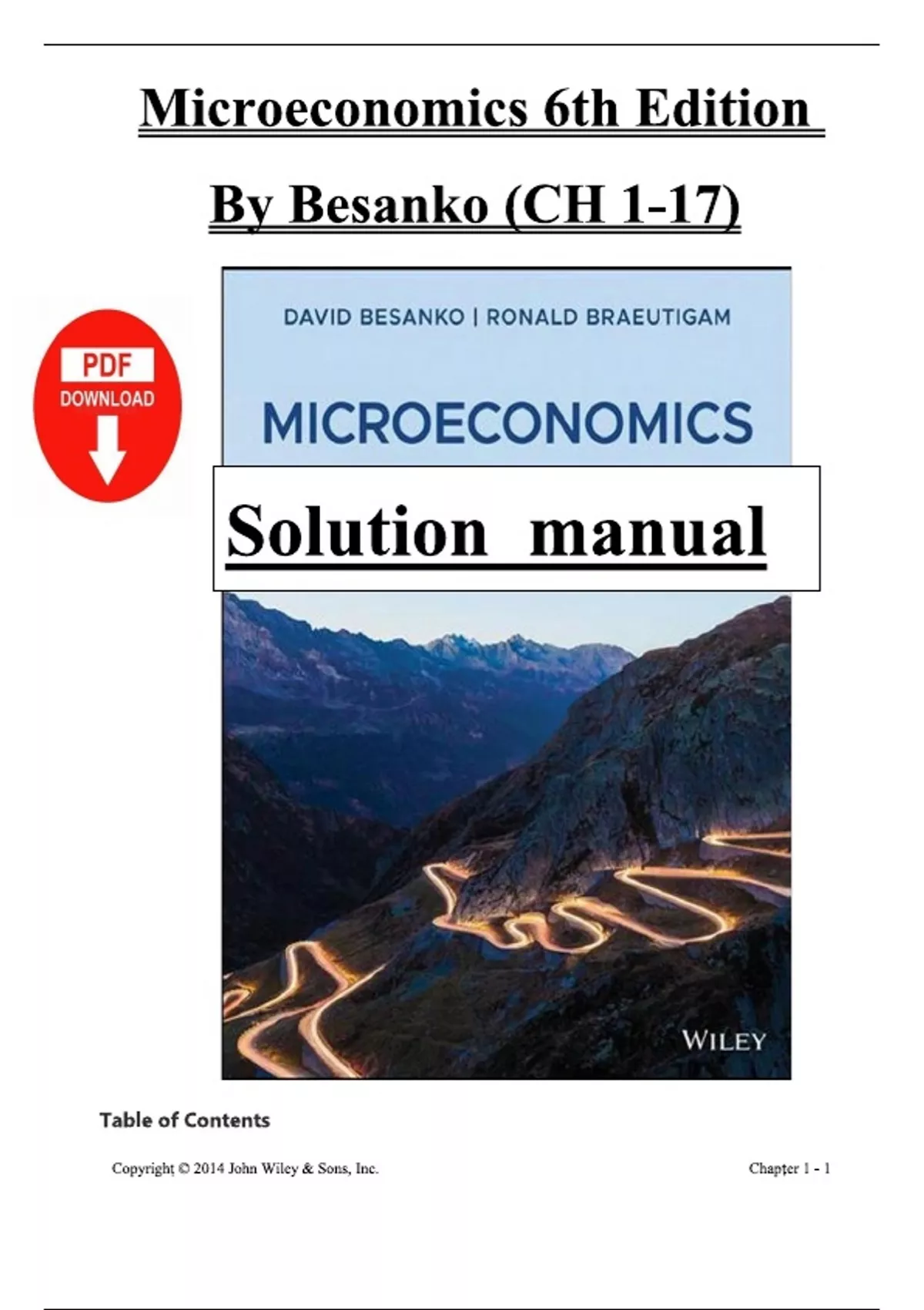 Solution Manual For Microeconomics 6th Edition by David Besanko, Ronald ...