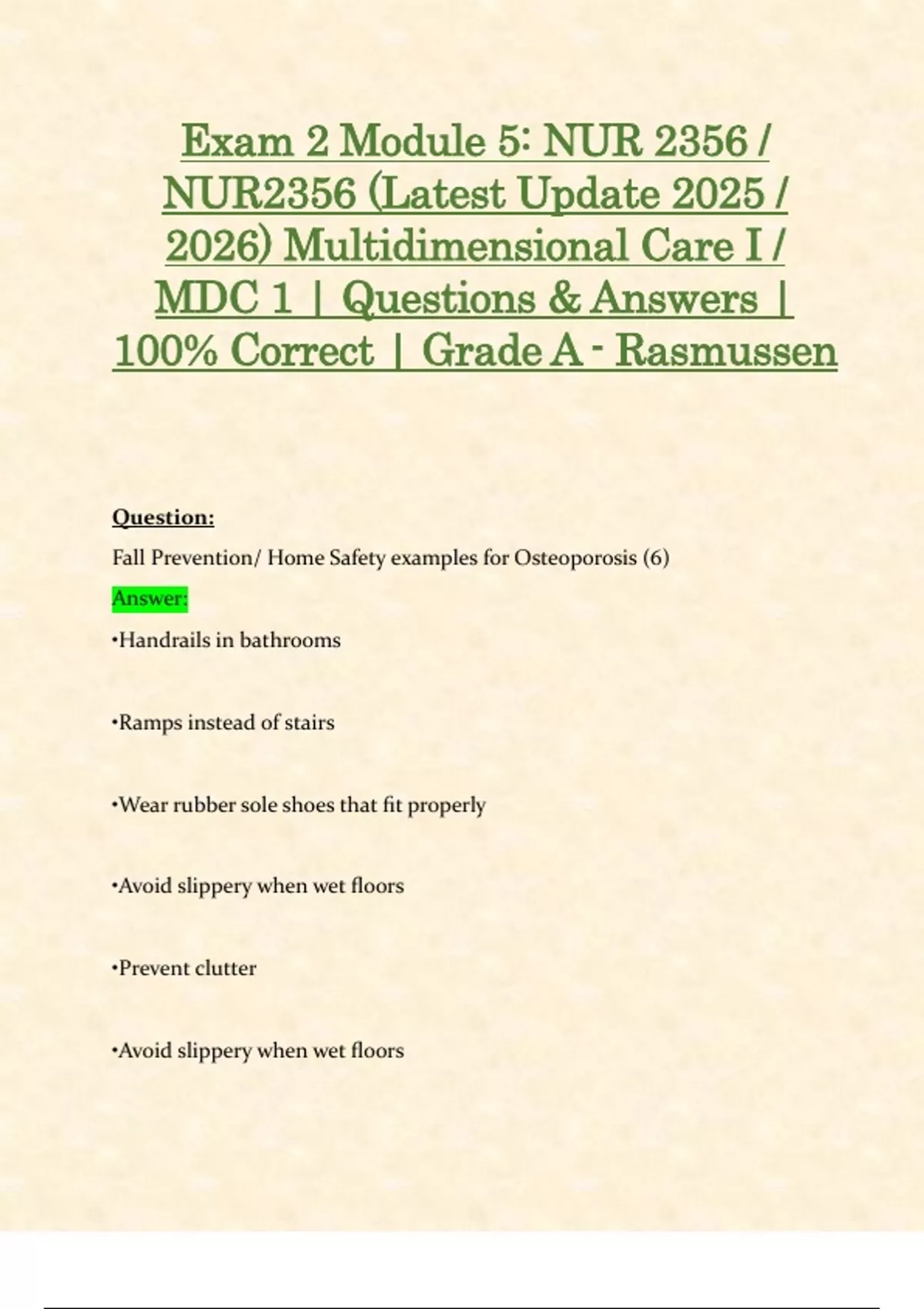 Exam 2 Module 5 - 7: NUR 2356 / NUR2356 (Latest 2025 / 2026 Updates ...