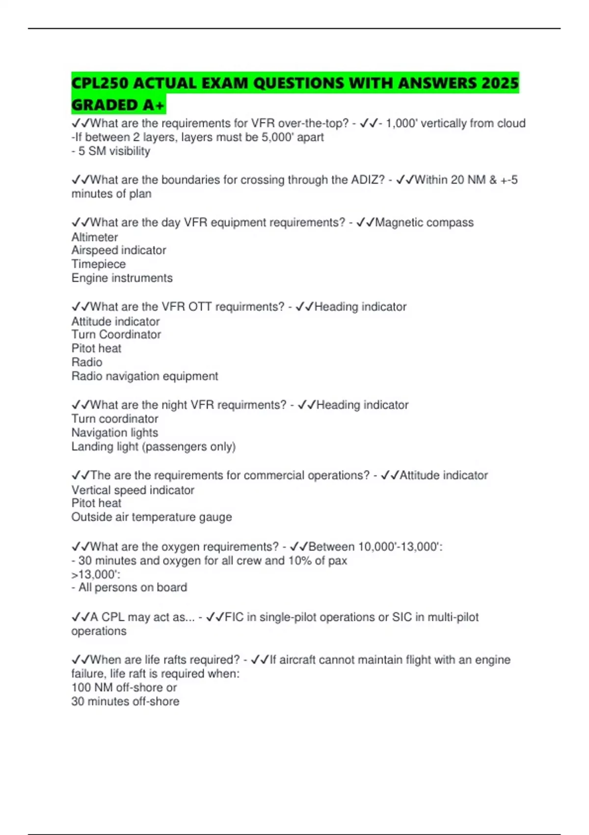 CPL250 ACTUAL EXAM QUESTIONS WITH ANSWERS 2025 GRADED A+ - Cpl course ...