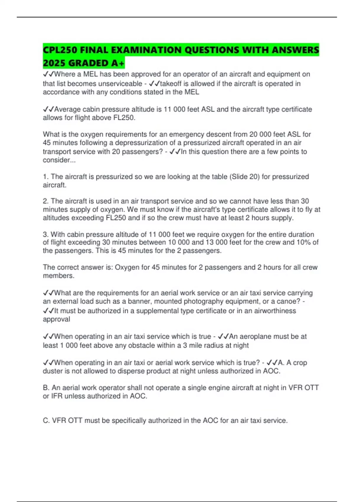 CPL250 FINAL EXAMINATION QUESTIONS WITH ANSWERS 2025 GRADED A+ - Cpl ...
