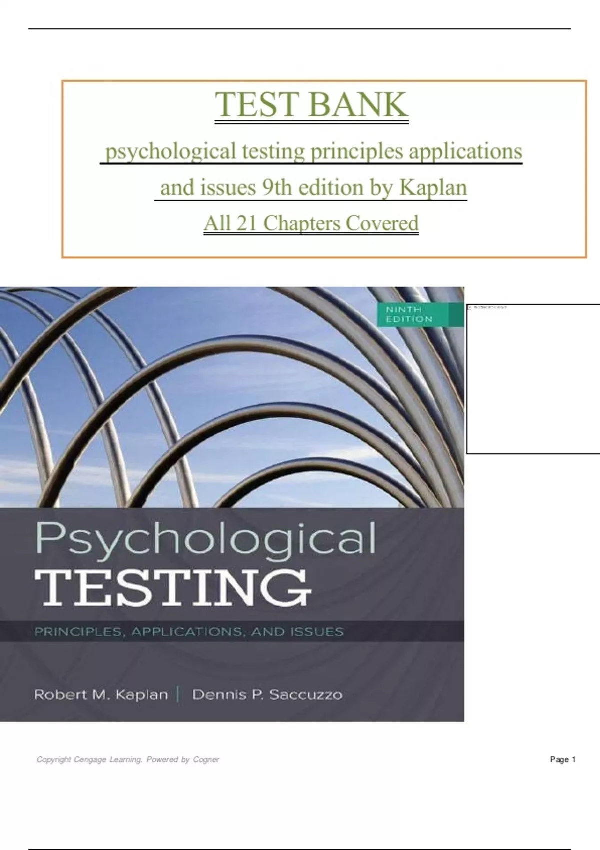 TEST BANK For Psychological Testing: Principles, Applications, and ...