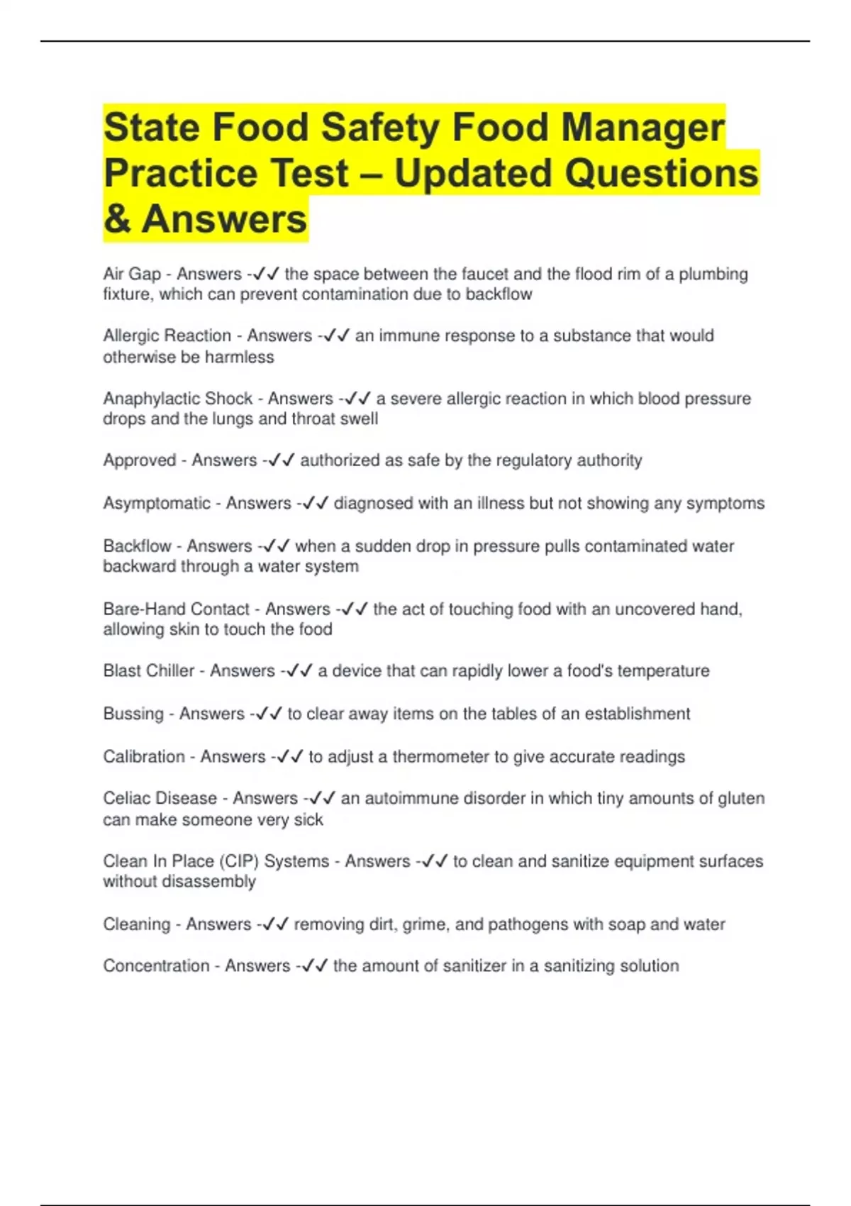 State Food Safety Food Manager Practice Test – Updated Questions ...