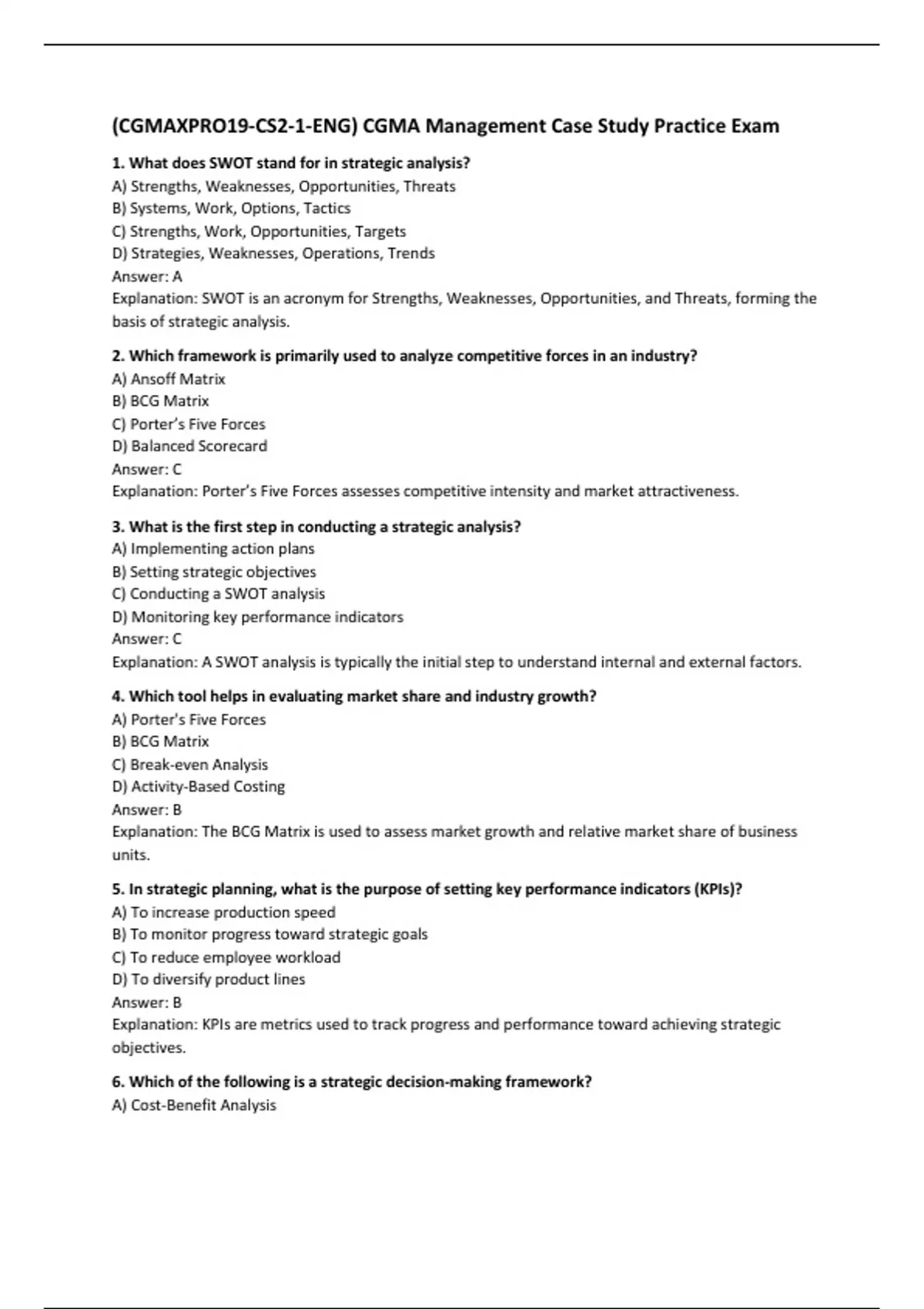 (CGMAXPRO19-CS2-1-ENG) CGMA Management Case Study Practice Exam - Computers - Stuvia US