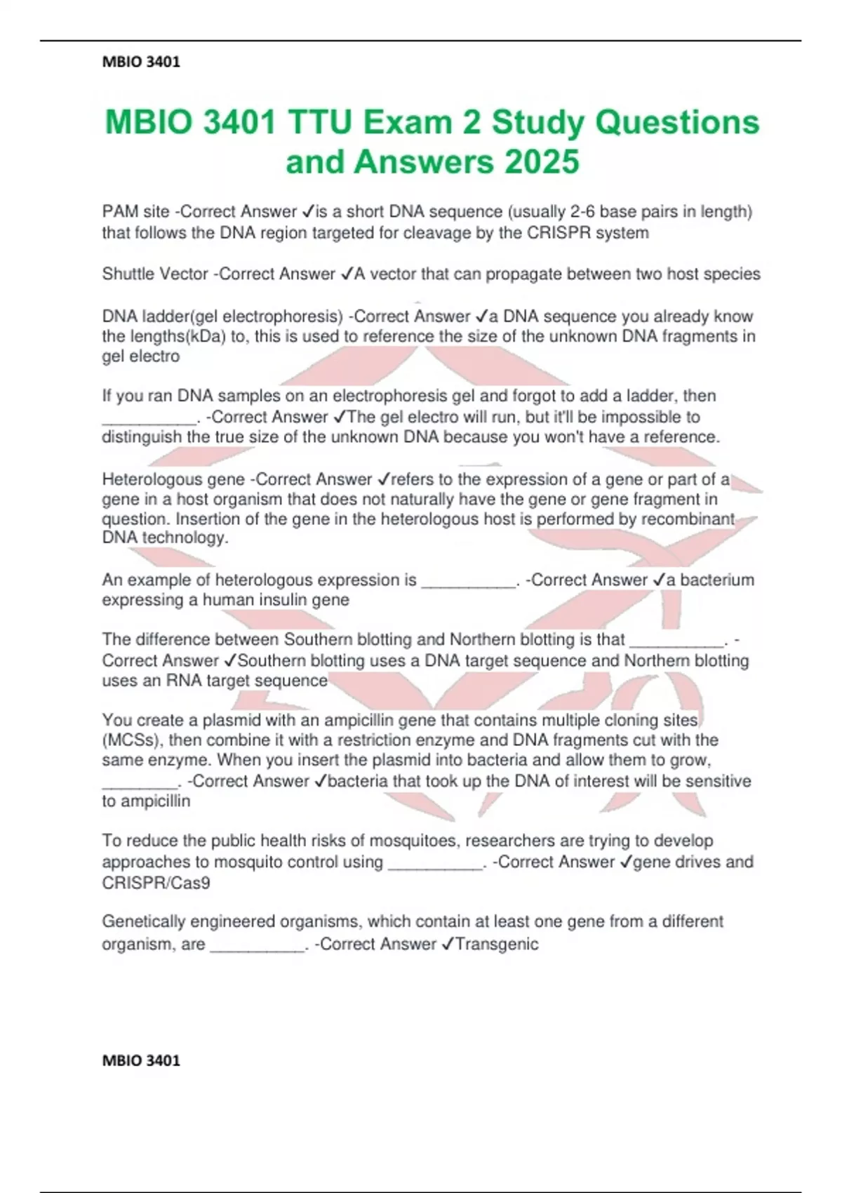 MBIO 3401 TTU Exam 2 Study Questions and Answers 2025 - MBIO 3401 TTU ...