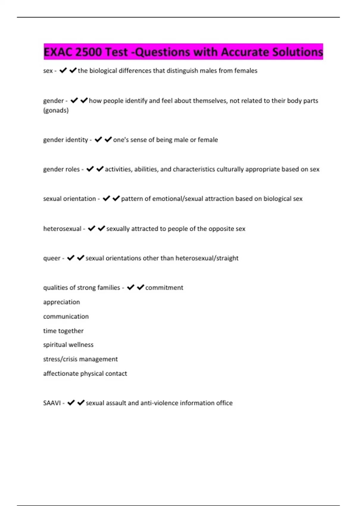 EXAC 2500 Test -Questions with Accurate Solutions - EXAC - Stuvia US