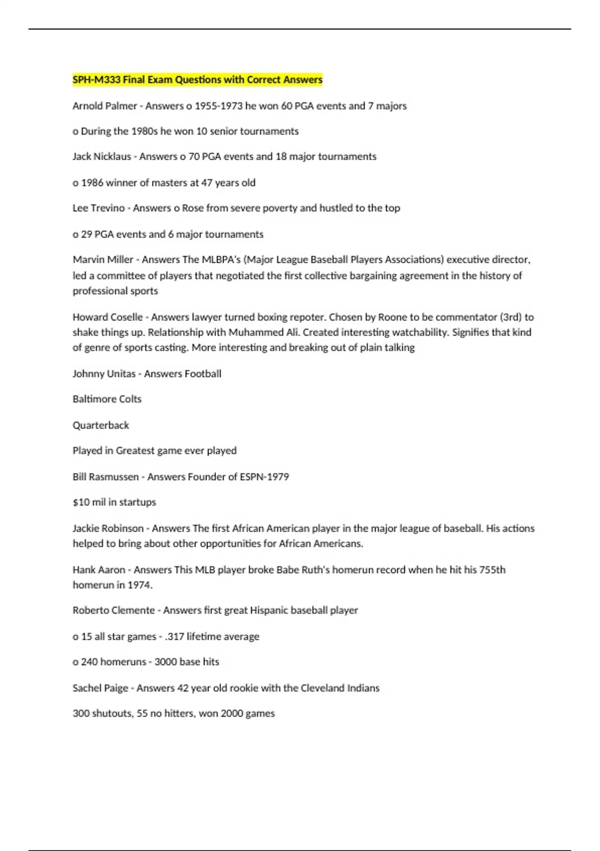 SPH-M333 Final Exam Questions with Correct Answers - SPH-M333 - Stuvia US