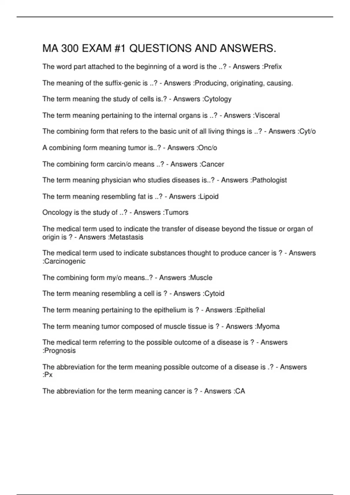 MA 300 EXAM -1 QUESTIONS AND ANSWERS - MA 300 - Stuvia US