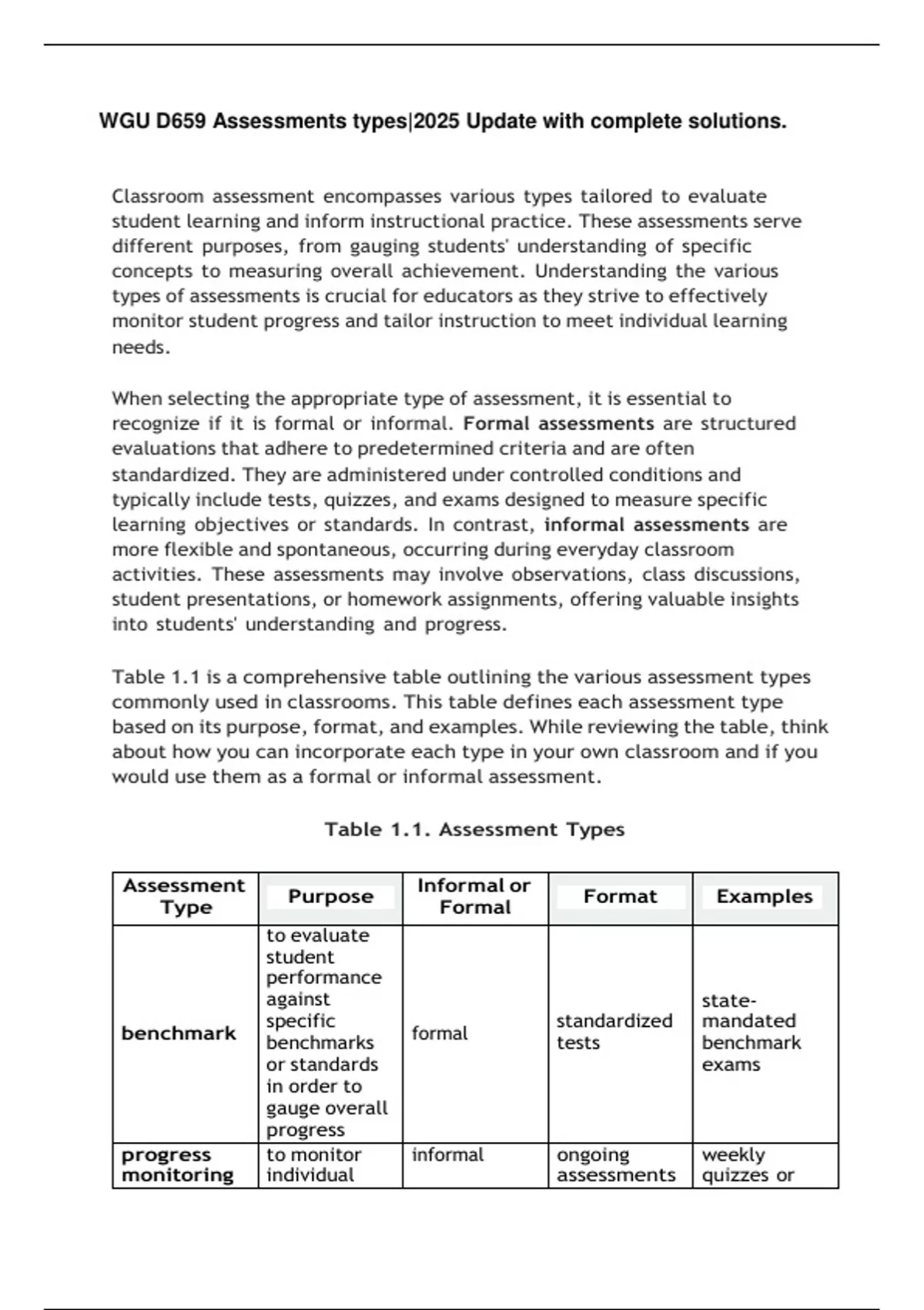 WGU D659 Assessments types|2025 Update with complete solutions. - D659 ...