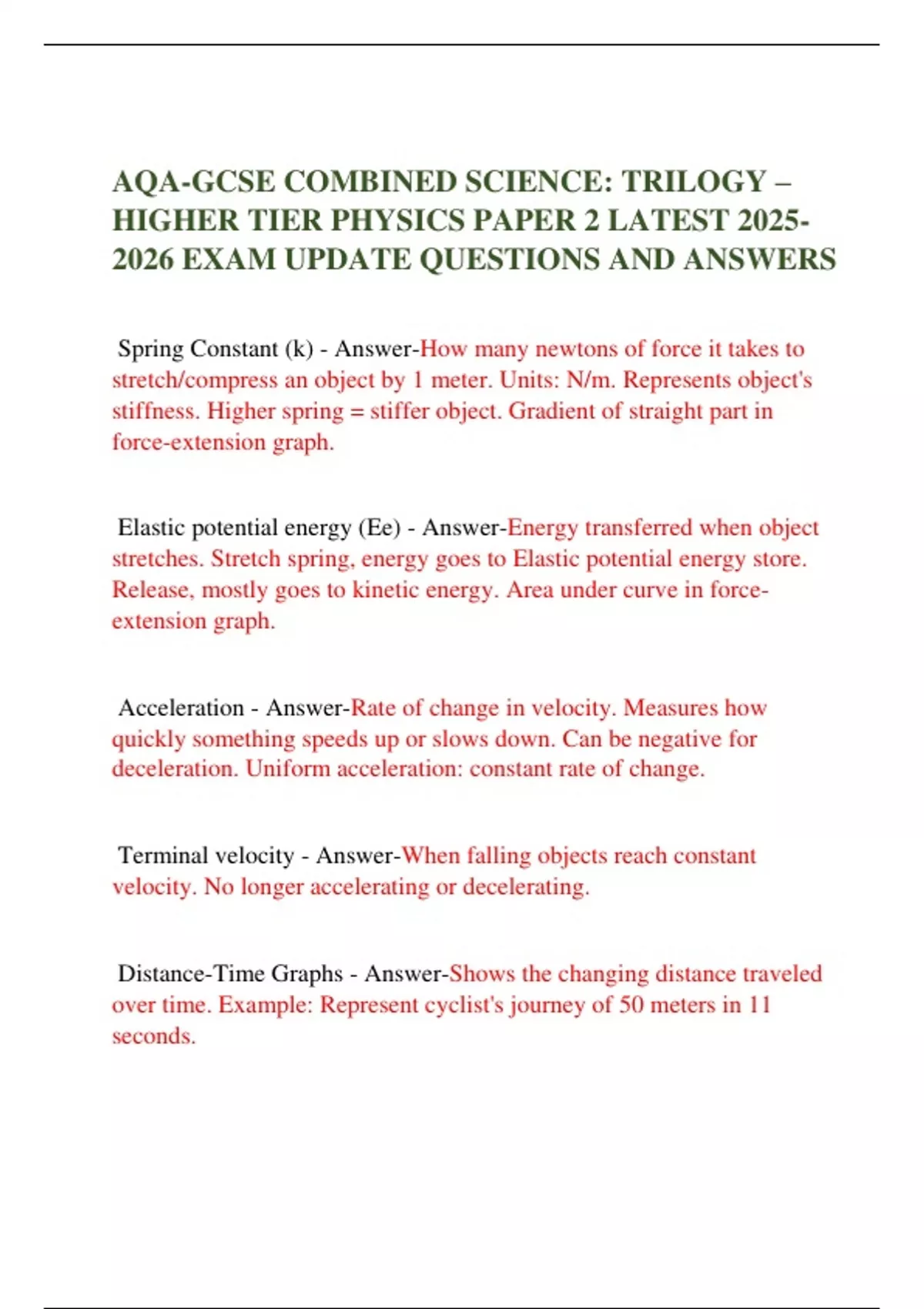 AQA-GCSE COMBINED SCIENCE: TRILOGY – HIGHER TIER PHYSICS PAPER 2 LATEST ...