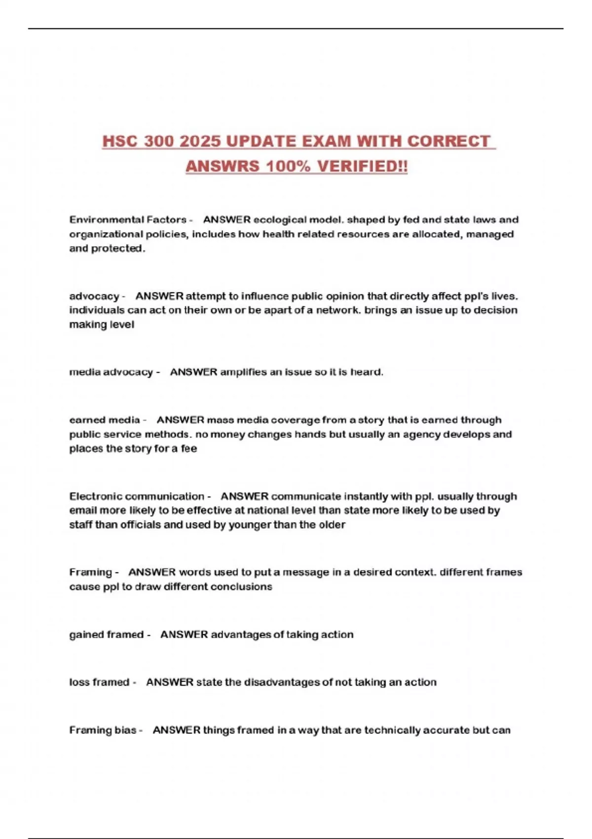 HSC 300 PACKAGED EXAMS!! - Stuvia US