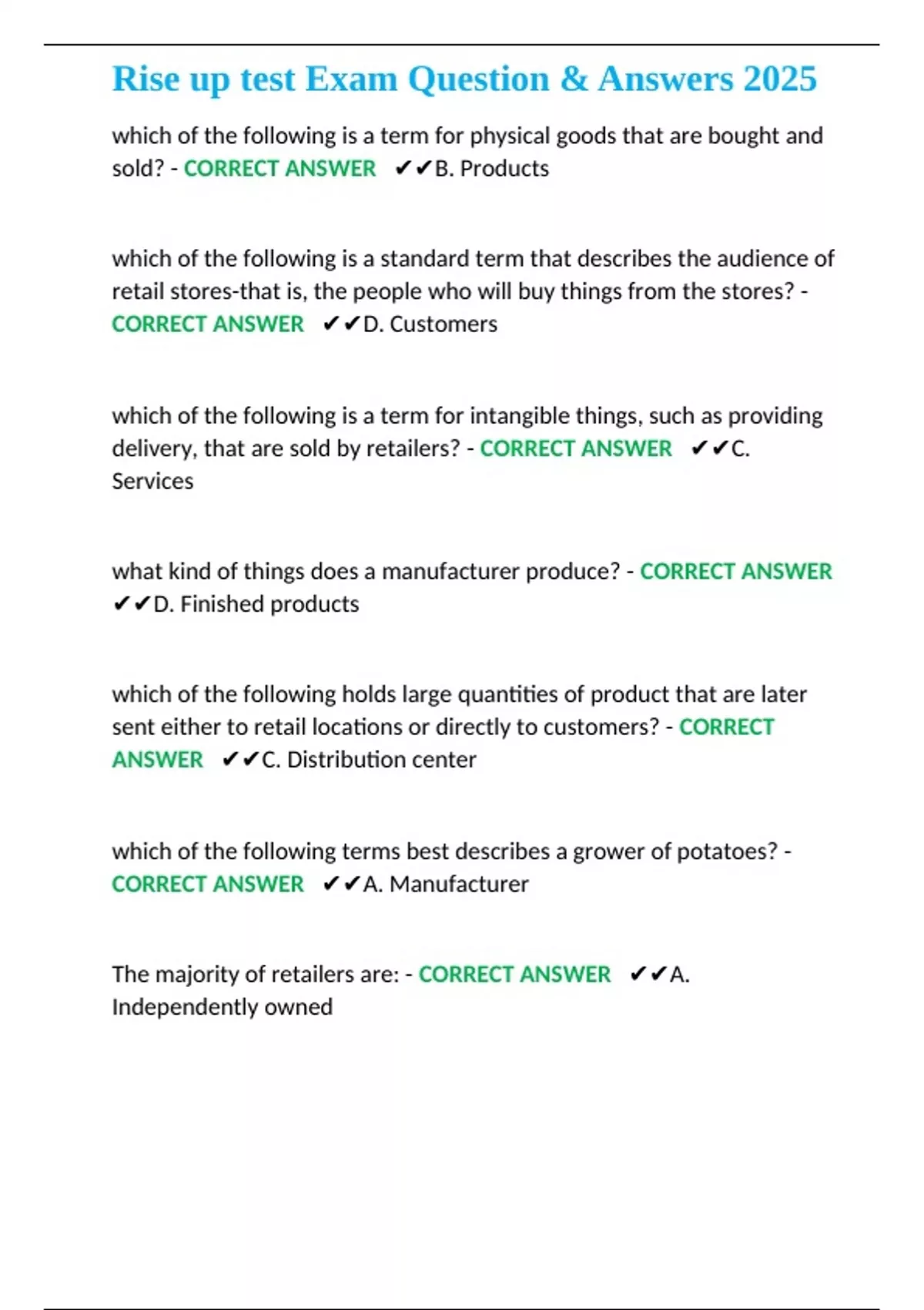 Rise up test Exam Question & Answers 2025.docx - DPR 3rd edition ...