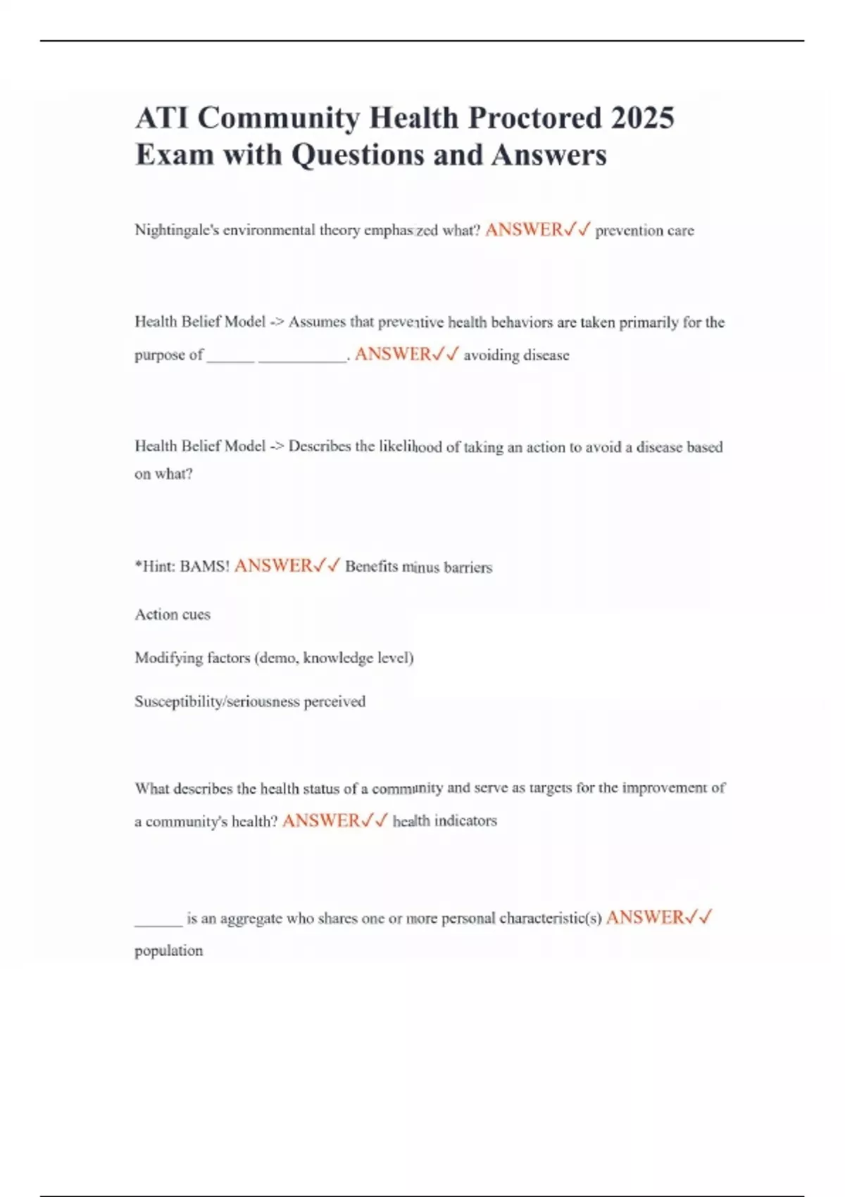 ATI Community Health Proctored 2025 Exam with Questions and Answers ...