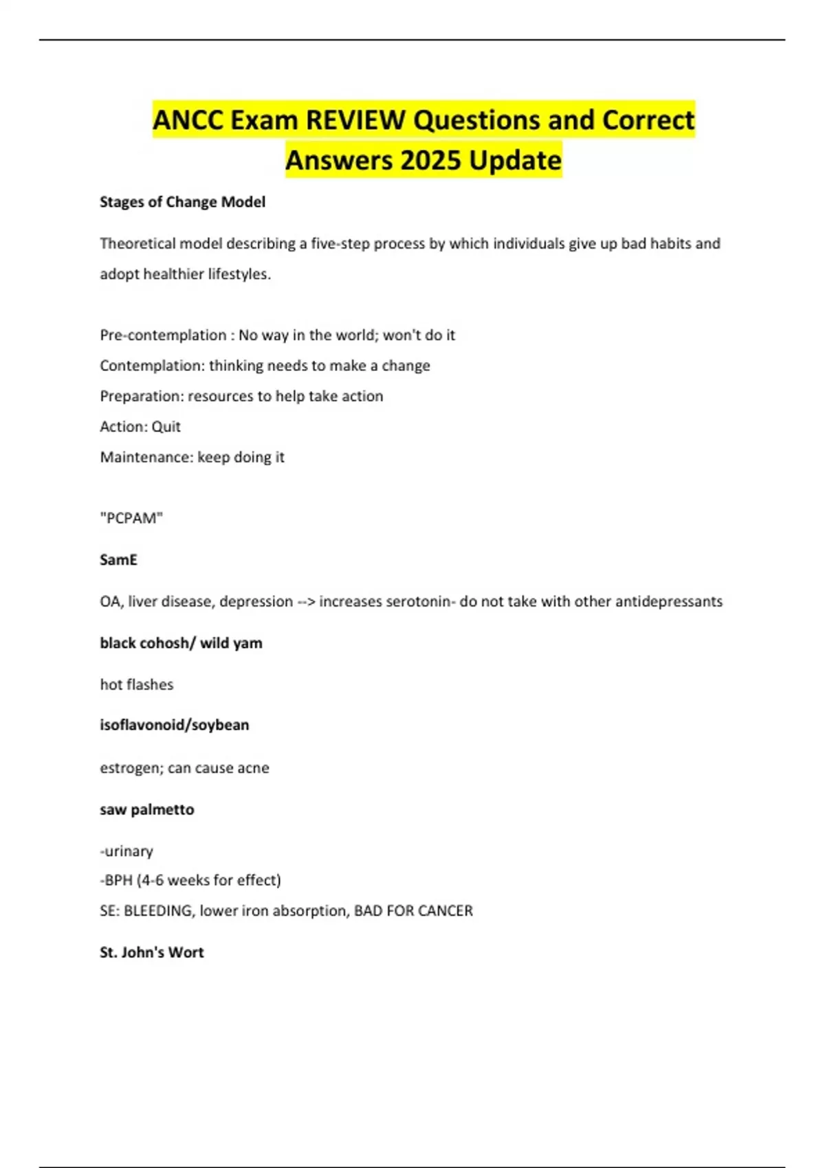 ANCC Exam REVIEW Questions and Correct Answers 2025 Update - Ancc ...