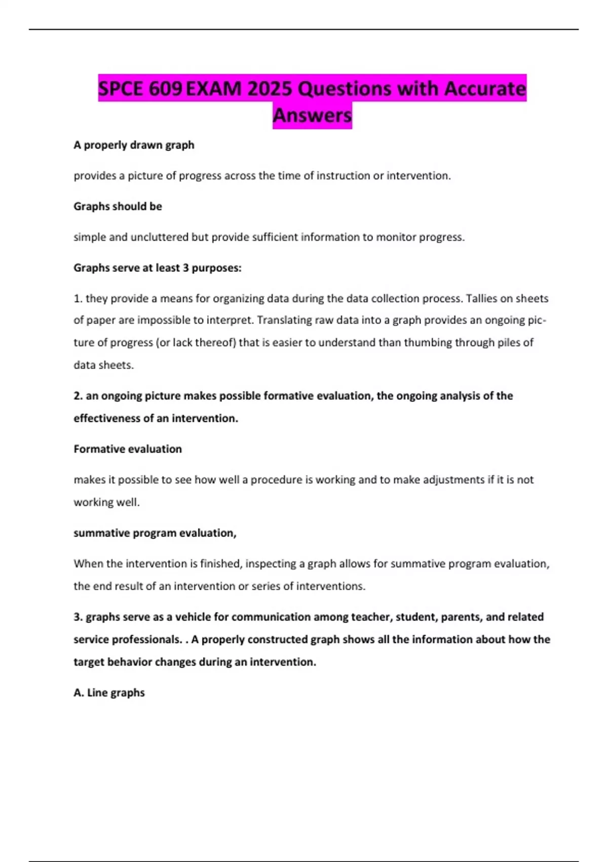 SPCE 609 EXAM 2025 Questions with Accurate Answers - SPCE 609 - Stuvia US