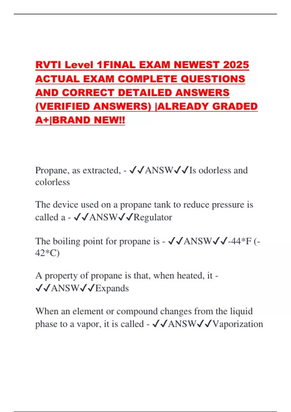 RVTI Level 1FINAL EXAM NEWEST 2025 ACTUAL EXAM COMPLETE QUESTIONS AND ...