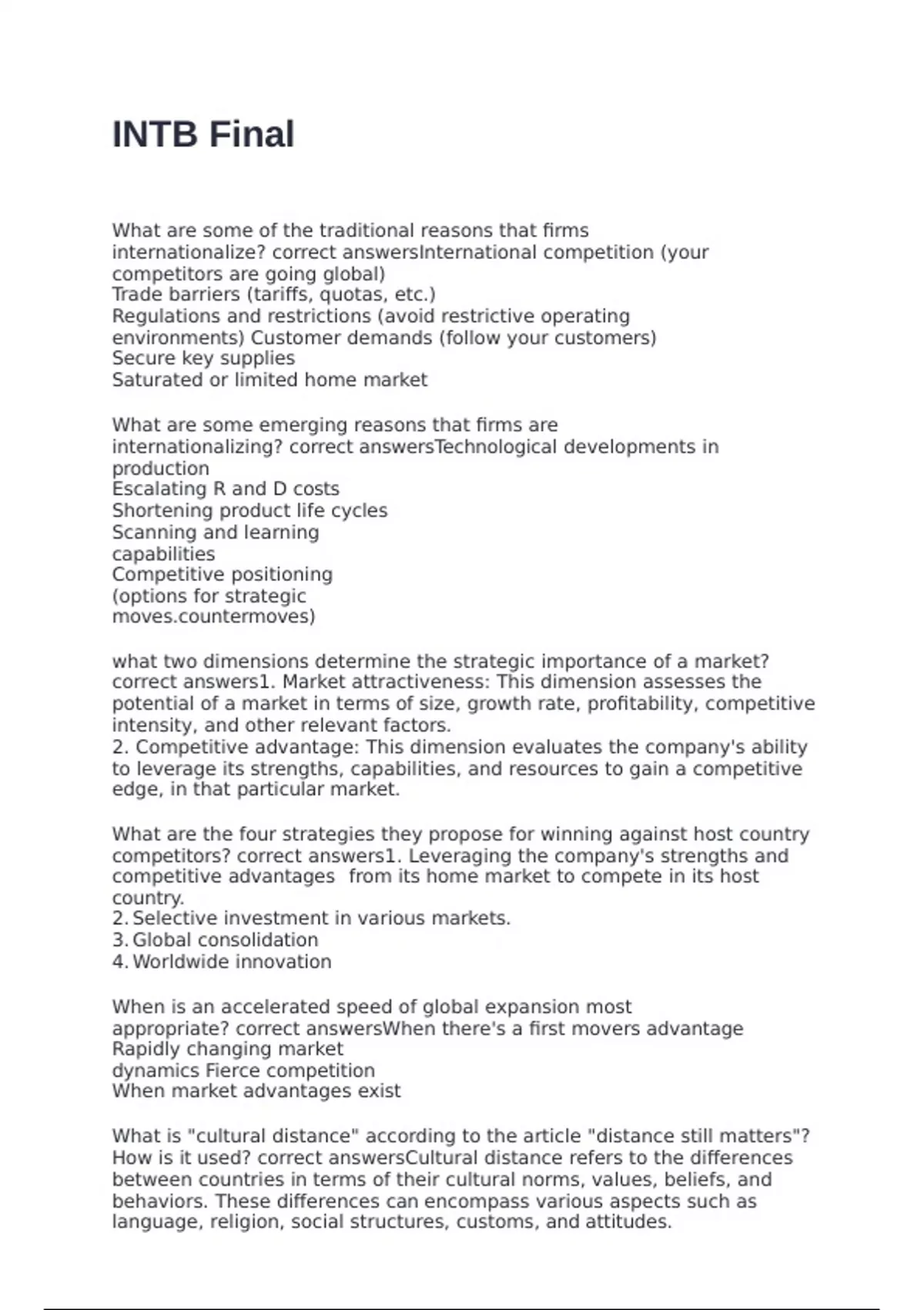 INTB Final Exam with 100% correct answers 2025 - INTB Fin - Stuvia US