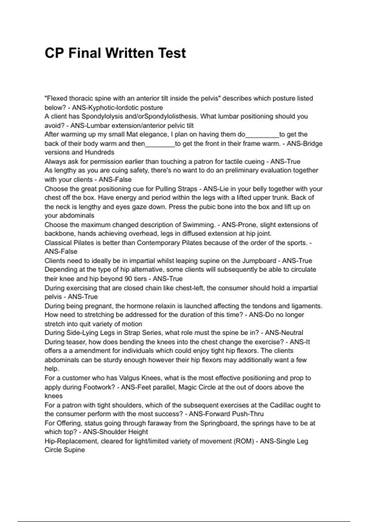 CP Final Written Test QUESTIONS WITH DETAILED VERIFIED ANSWERS 2025/ ...