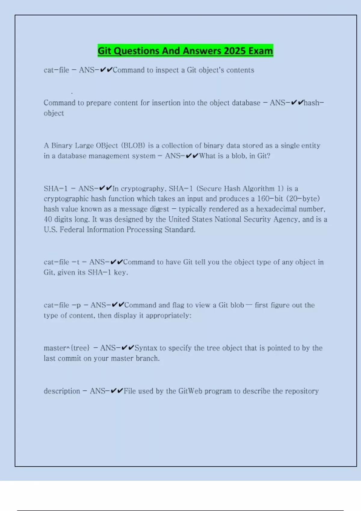 Git Questions And Answers 2025 Exam - Git - Stuvia US