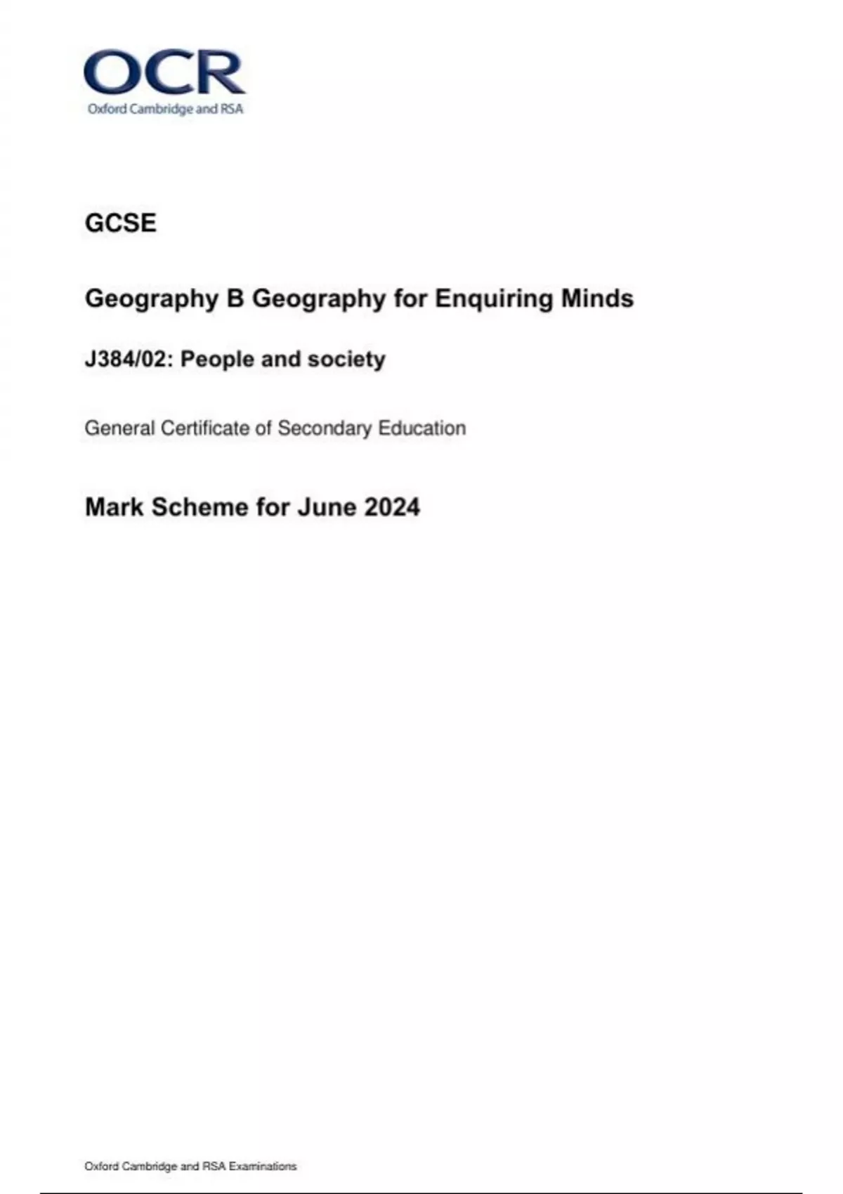 OCR GCSE Geography A Geographical Themes J383/02: The world around us ...