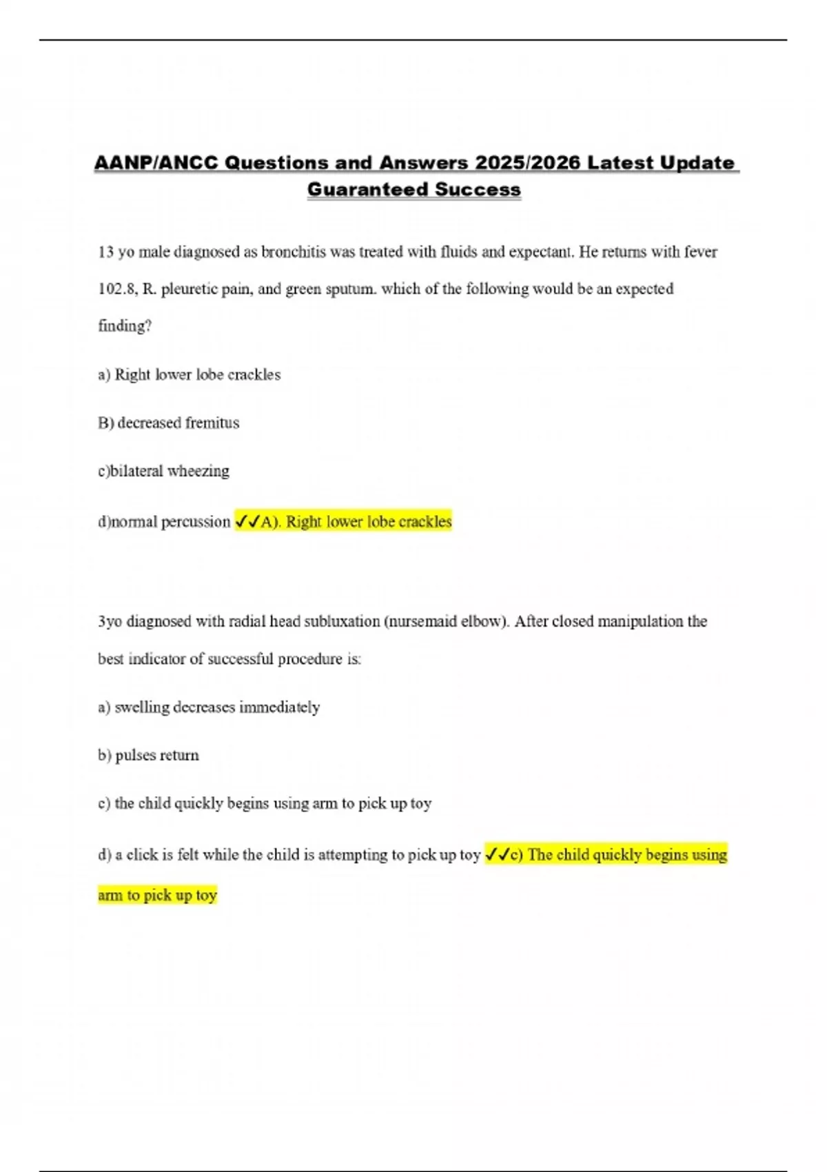 AANP/ANCC Questions and Answers 2025/2026 Latest Update Guaranteed ...