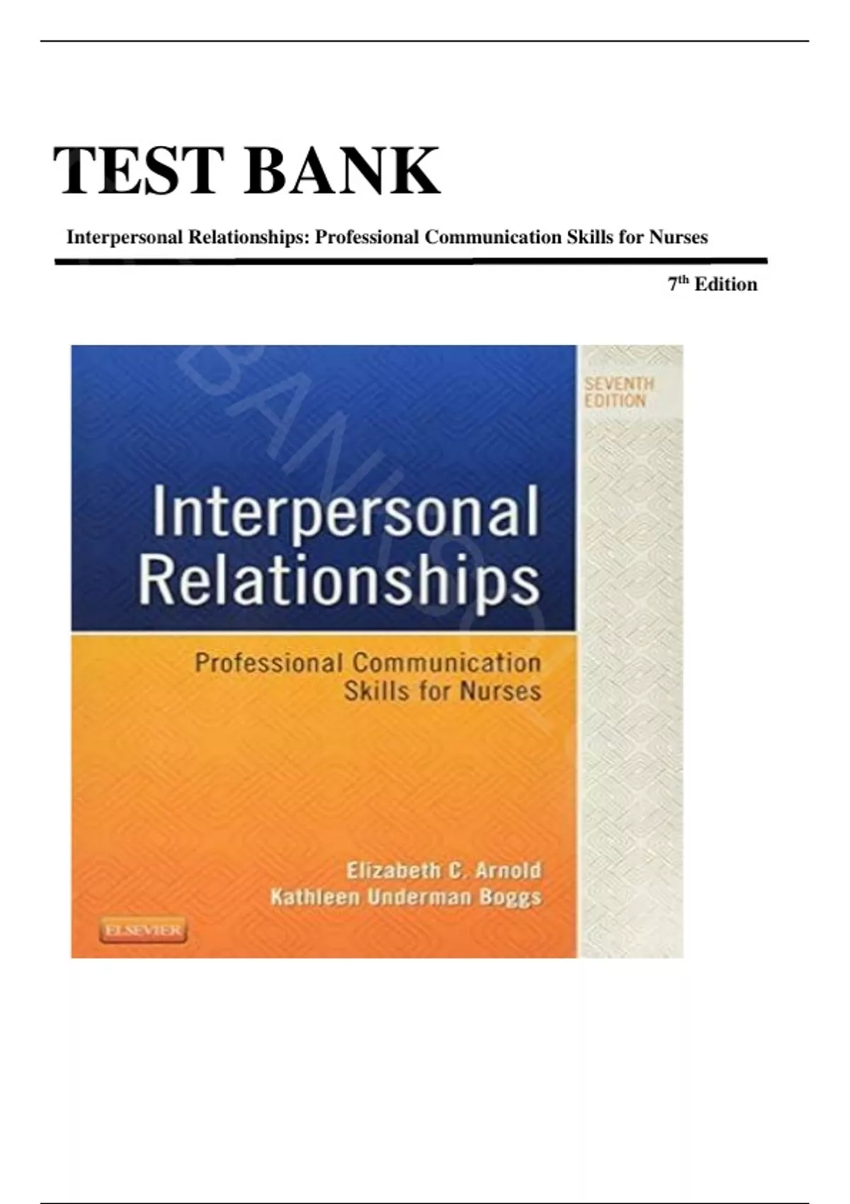 Test Bank for Interpersonal Relationships: Professional Communication ...