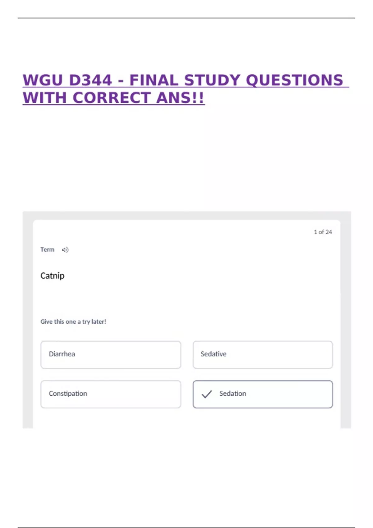 WGU D344 - FINAL STUDY QUESTIONS WITH CORRECT ANS!! - WGU D344 - Stuvia US