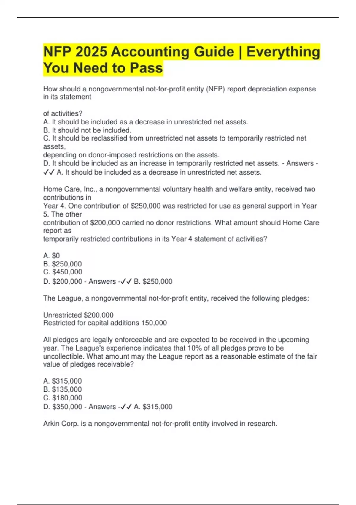 NFP 2025 Accounting Guide | Everything You Need to Pass - NFP - Stuvia US