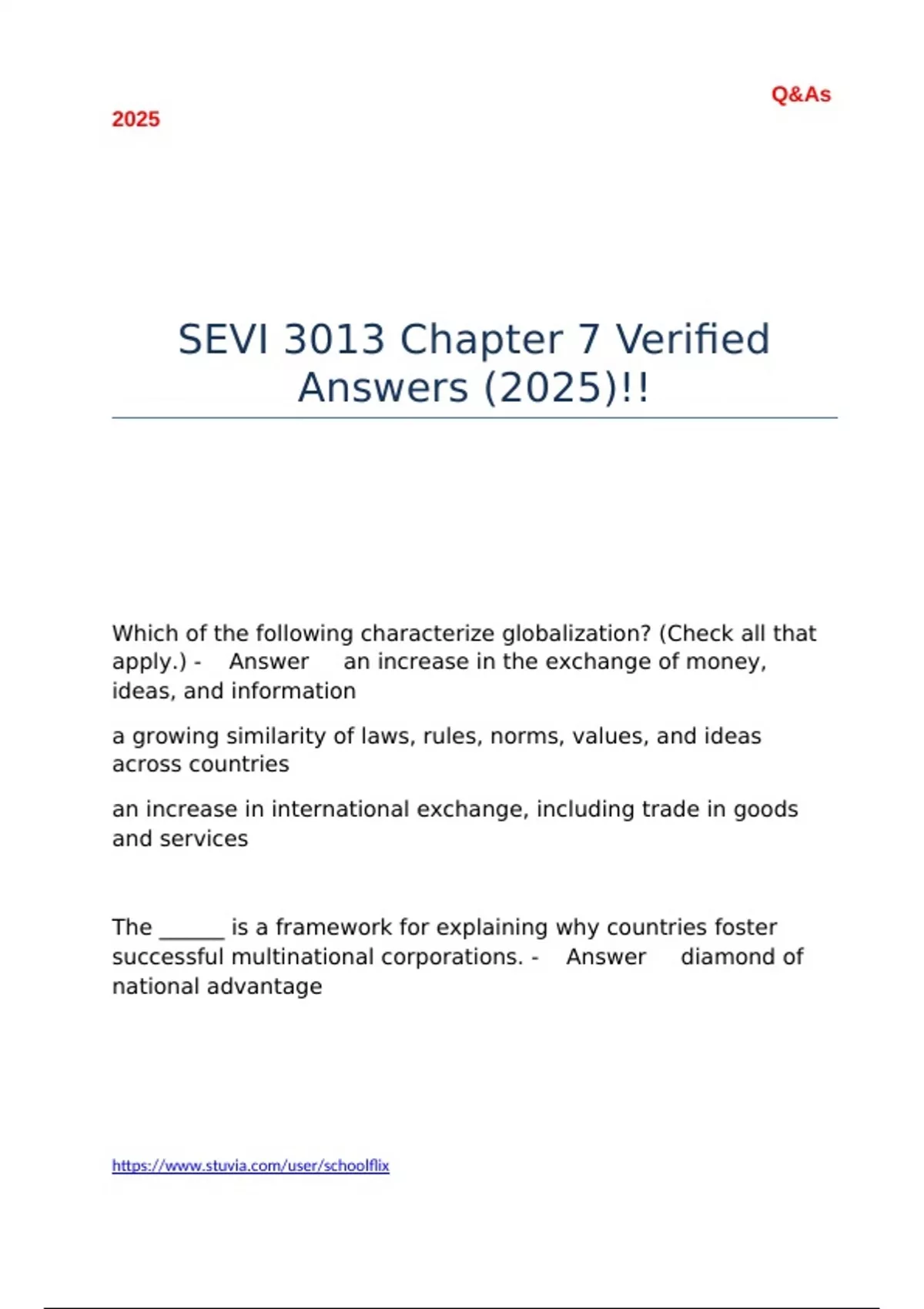 SEVI 3013 Chapter 7 Verified Answers (2025)!! - SEVI 301H3 - Stuvia US