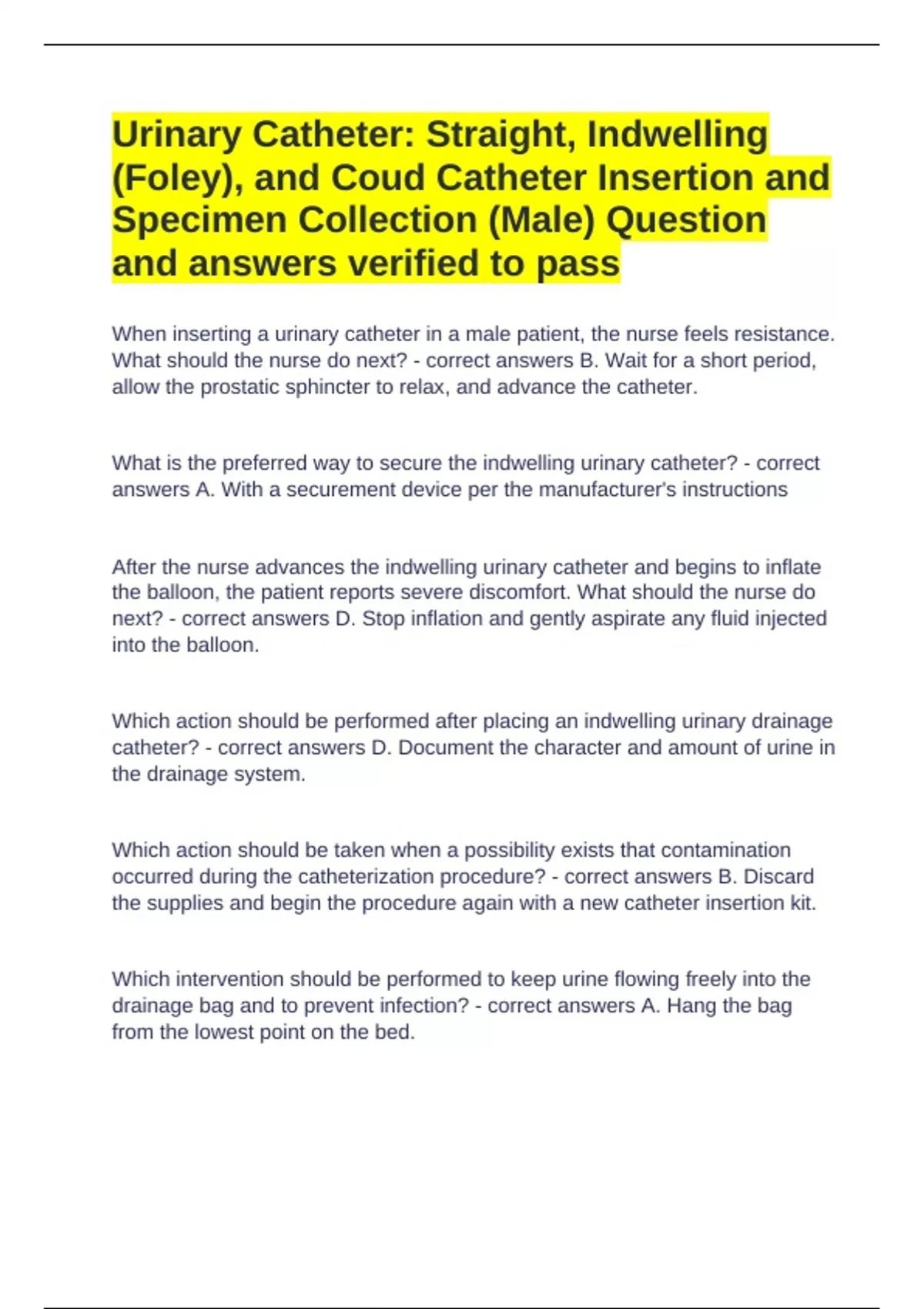 Urinary Catheter: Straight, Indwelling (Foley), and Coud Catheter ...