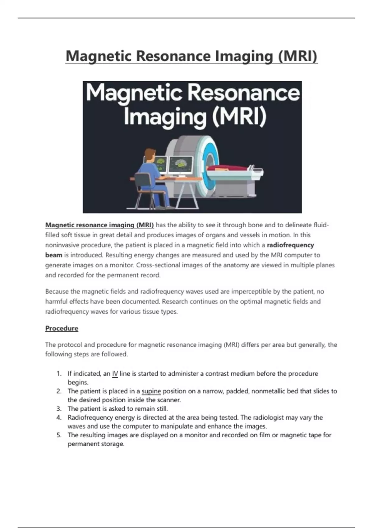NURSING NOTES MRI - NUR 103 (MS03) - Stuvia US