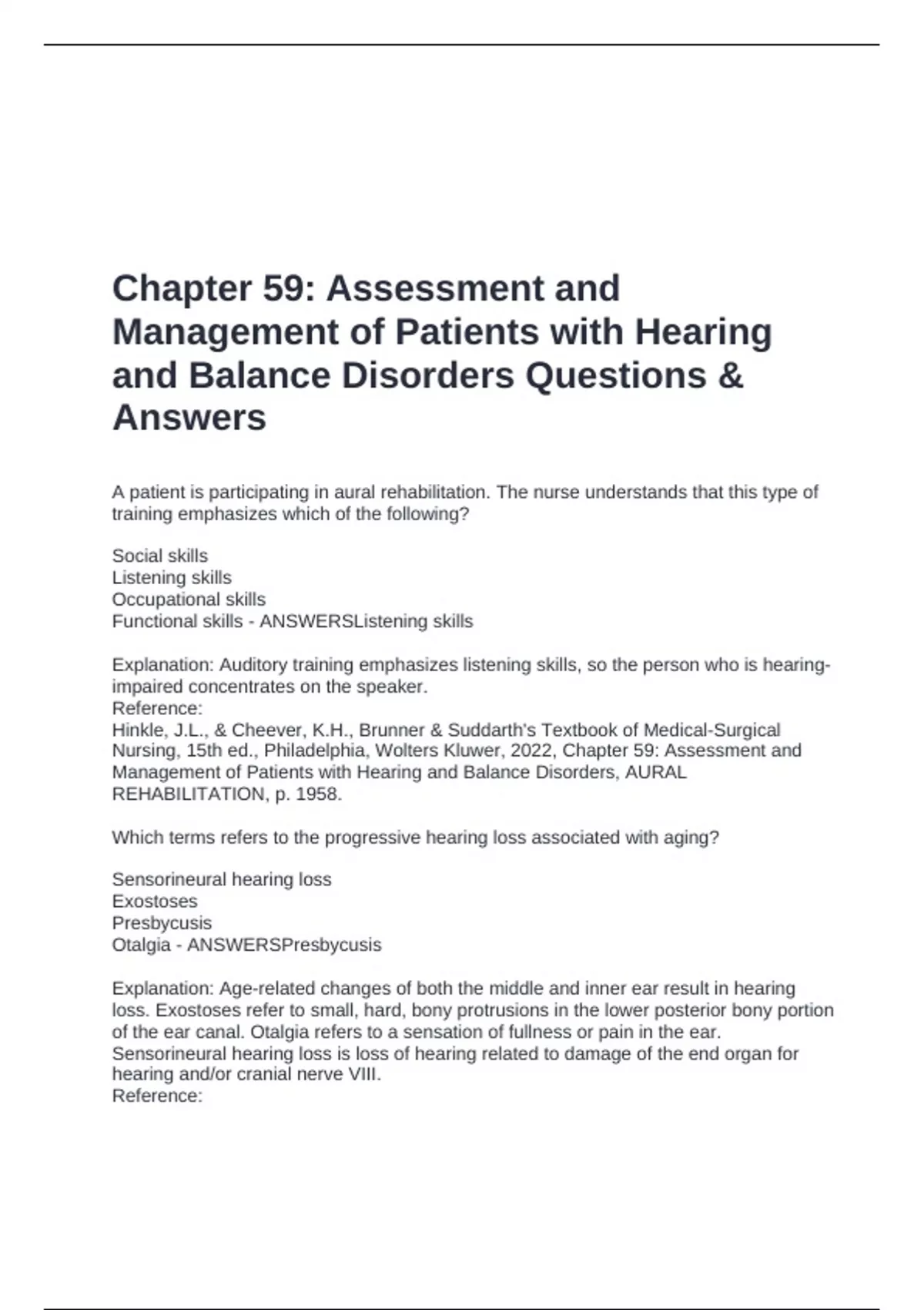 Chapter 59: Assessment and Management of Patients with Hearing and ...