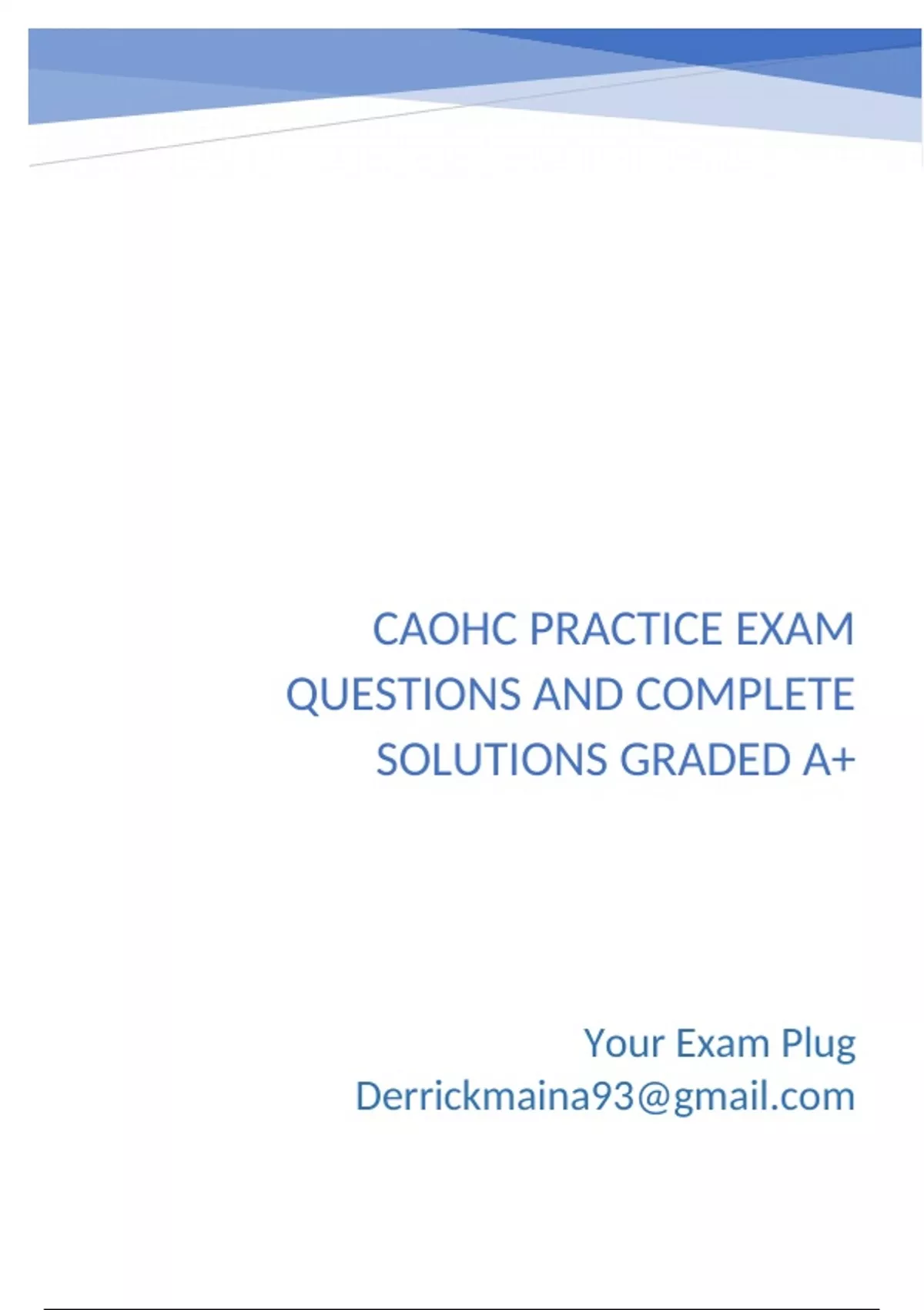 CAOHC Practice Exam Questions and Complete Solutions Graded A+ - CAOHC ...