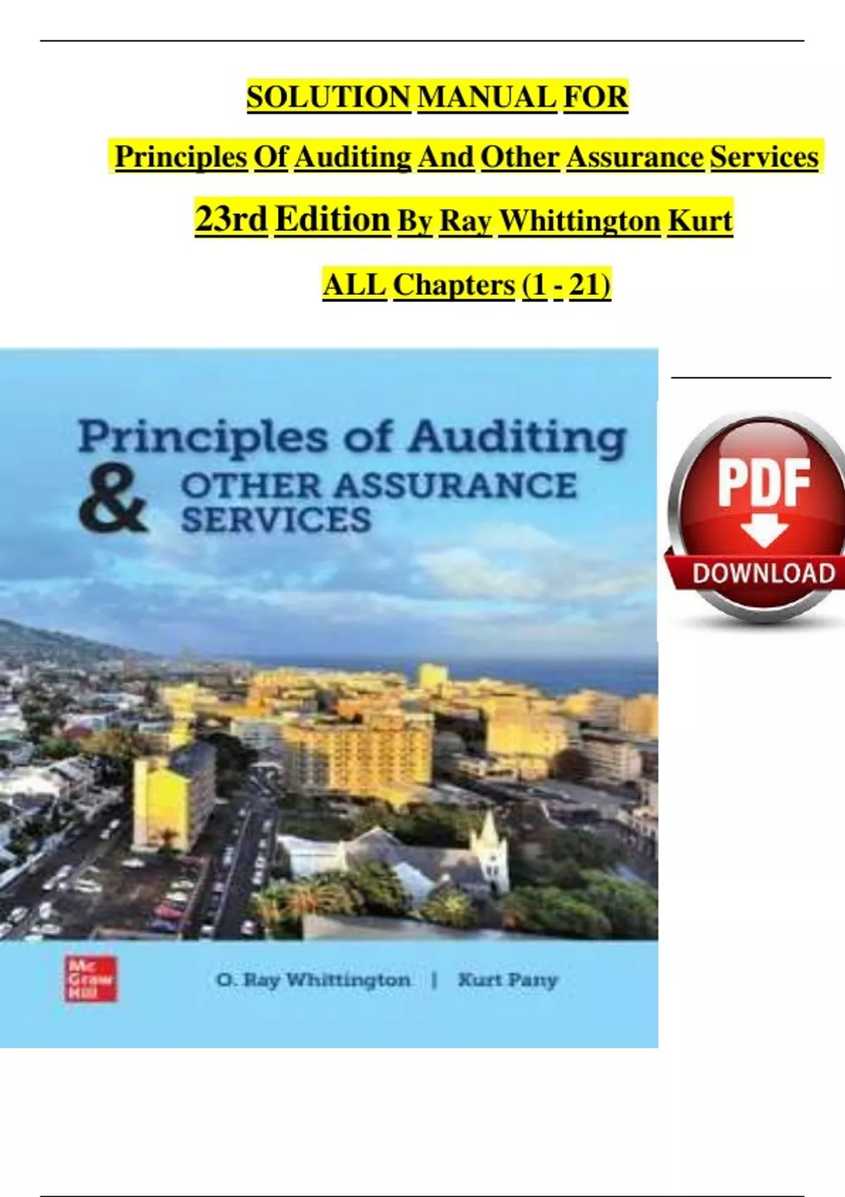 Solution Manual for Principles of Auditing and Other Assurance Services, 23rd Edition 2024, by ...