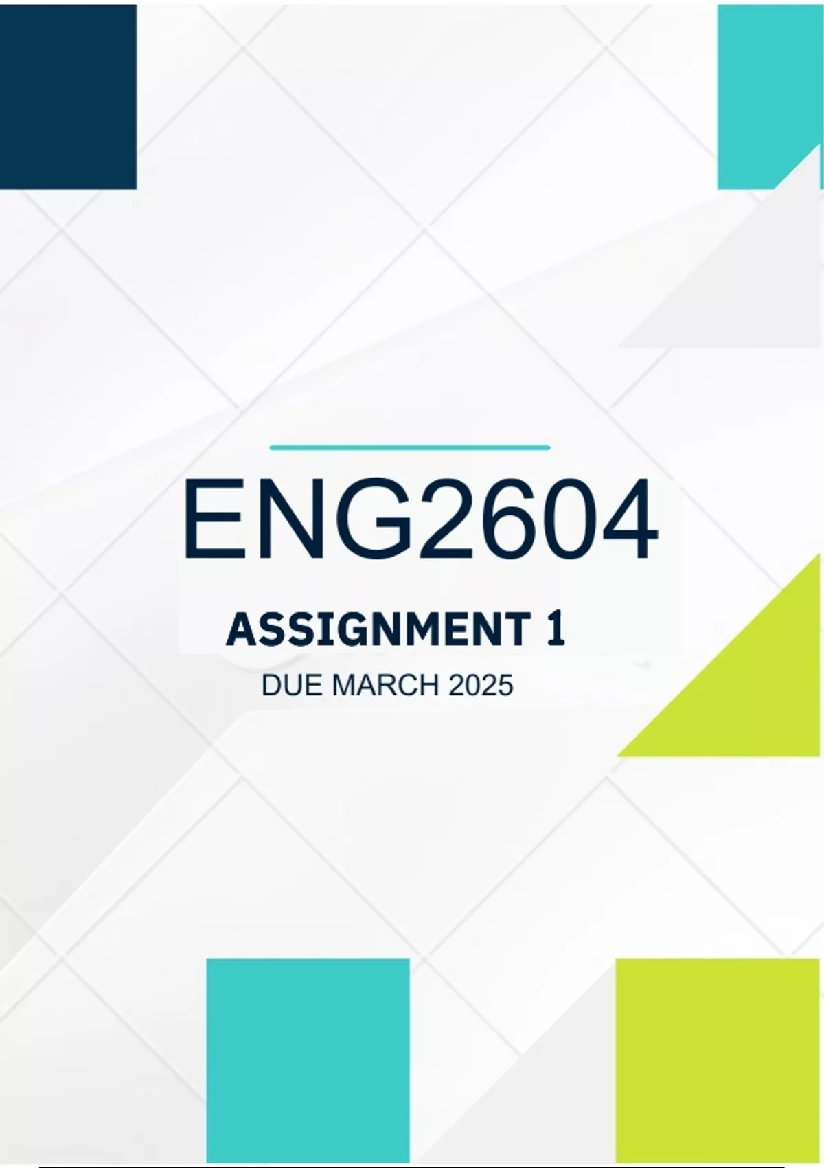 ENG2604 Assignment 1 Semester 1 2025 - March 2025 - ENG2604 (ENG2604 ...