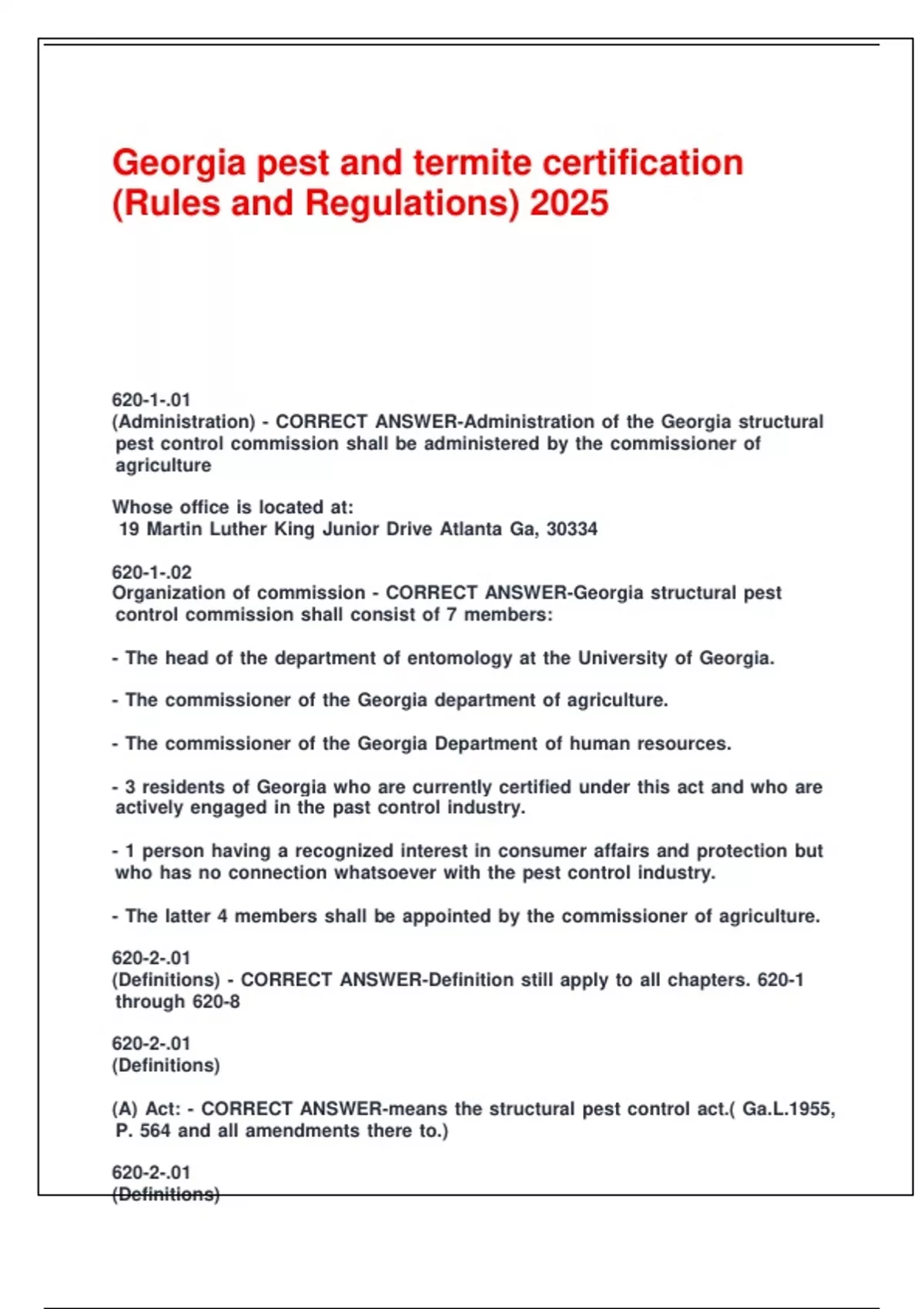 Georgia pest and termite certification (Rules and Regulations) 2025 ...