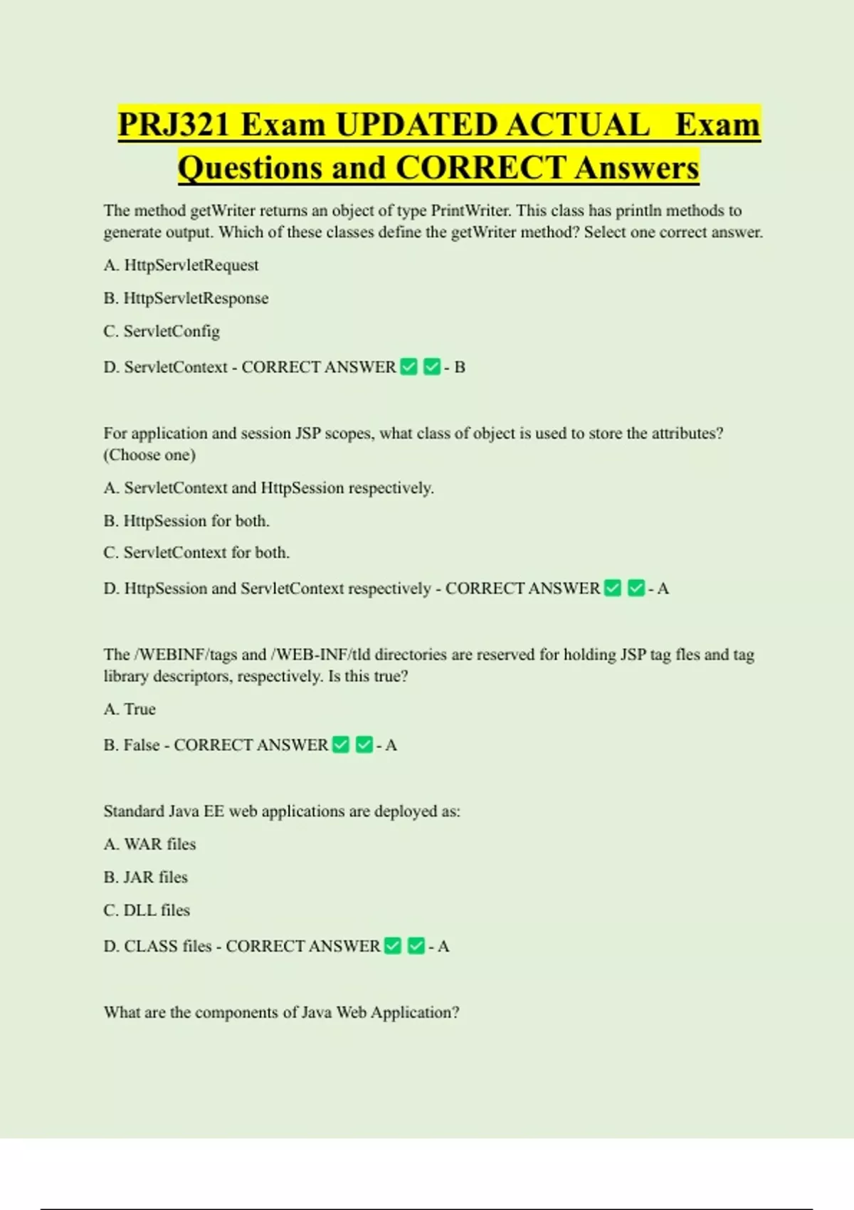 PRJ321 Bundled Exam Questions WITH CORRECT Answers - Stuvia US