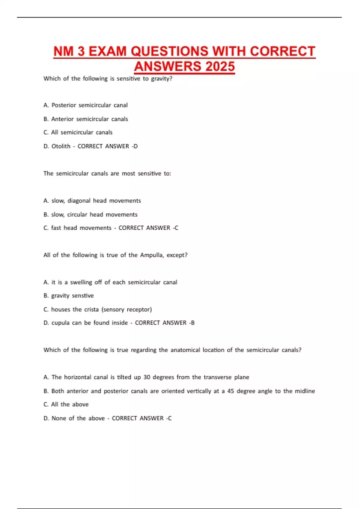 NM 3 EXAM QUESTIONS WITH CORRECT ANSWERS 2025 - NM ES-3 - Stuvia US