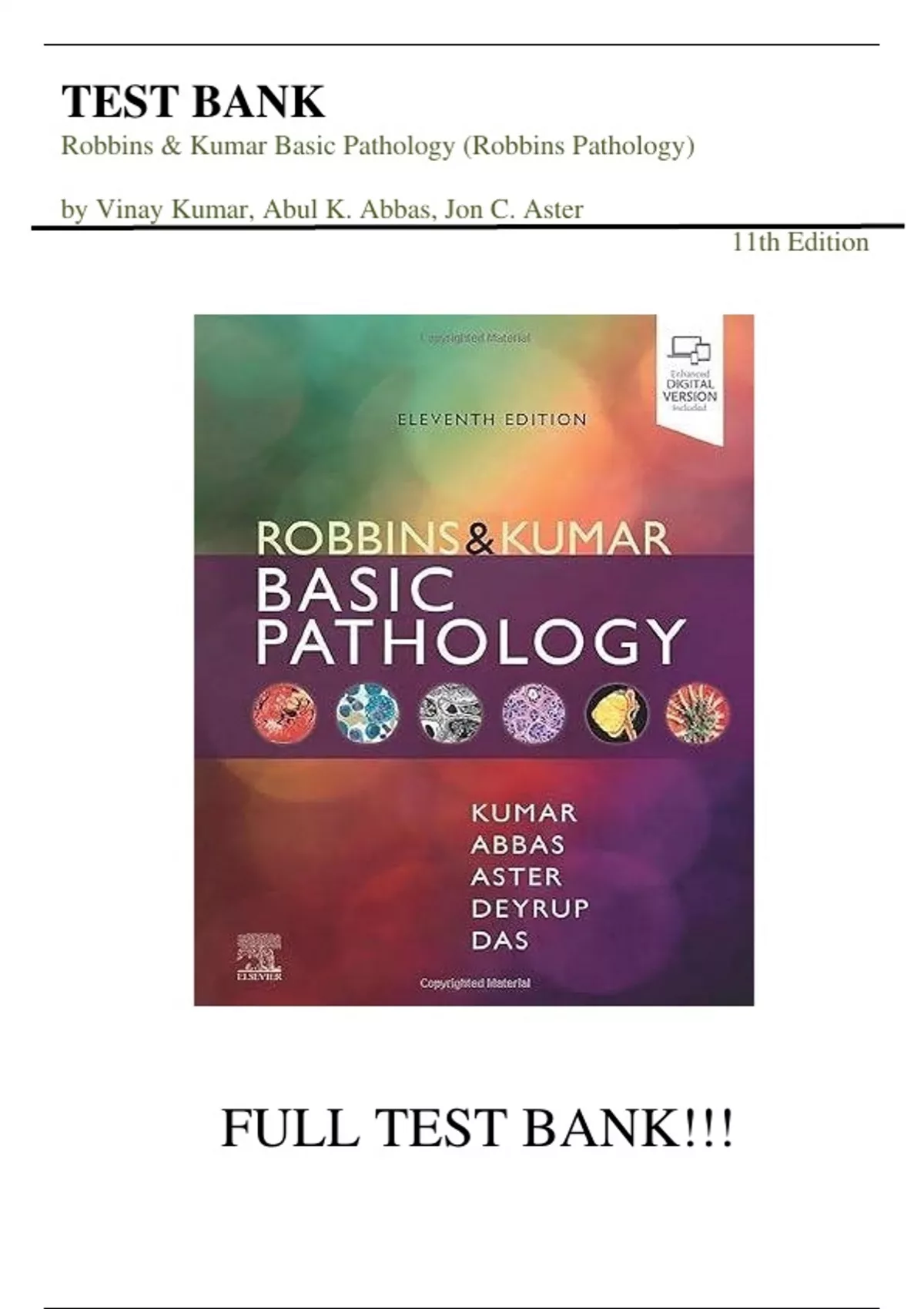 Robbins Basic Pathology 11th Edition Kymar Abbas Test Bank||ISBN NO-978 ...