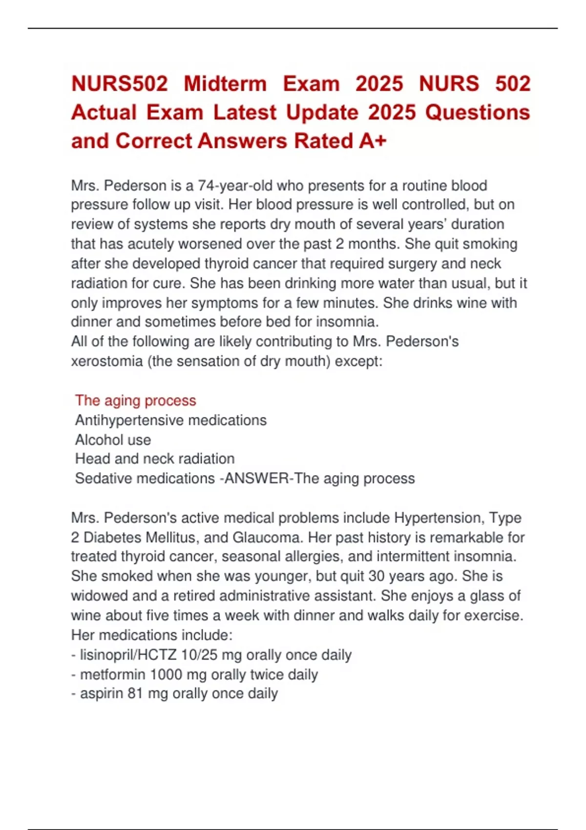Nurs502 Midterm Exam 2025 Nurs 502 Actual Exam Latest Update 2025