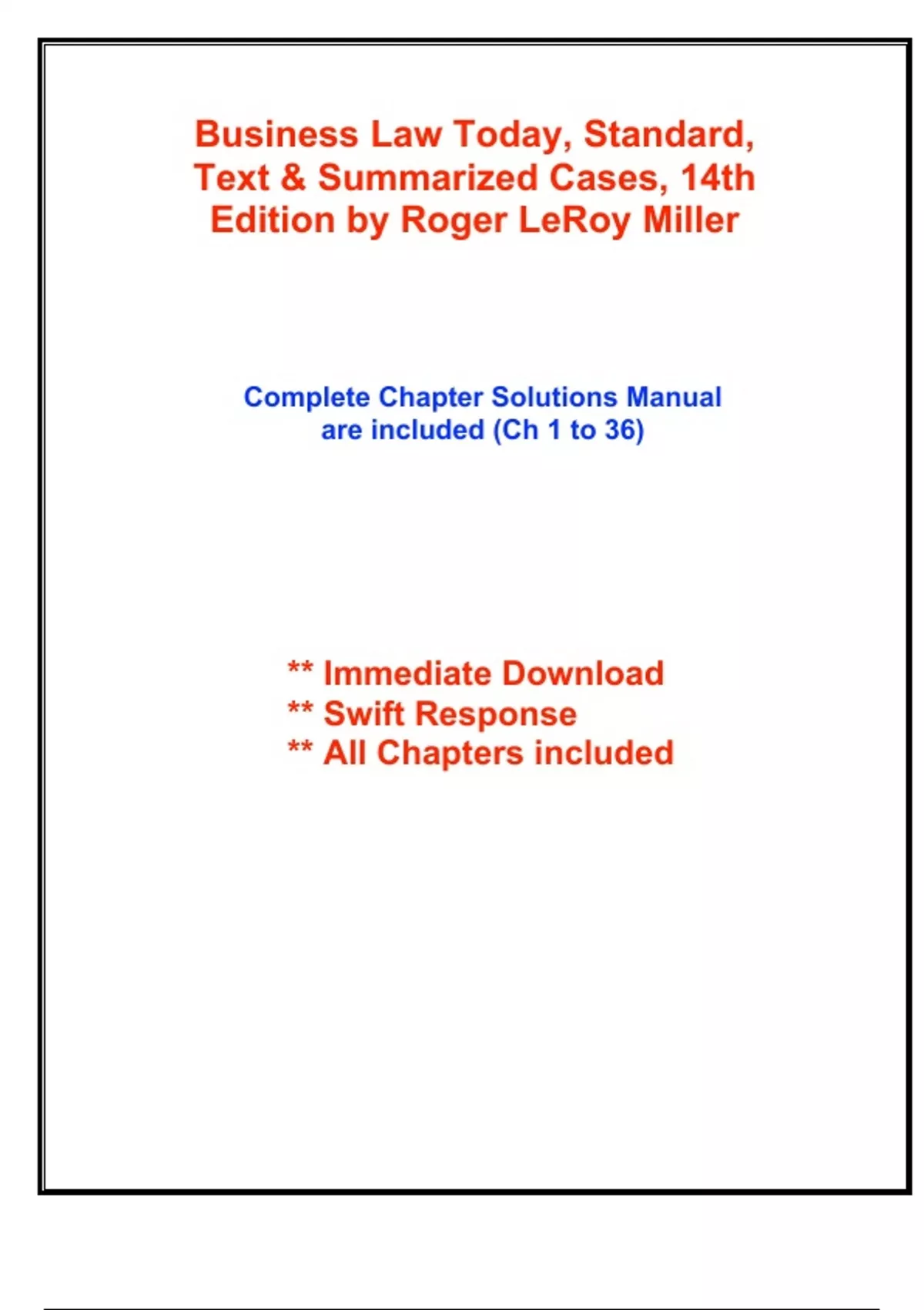 Solutions for Business Law Today, Standard, Text & Summarized Cases ...