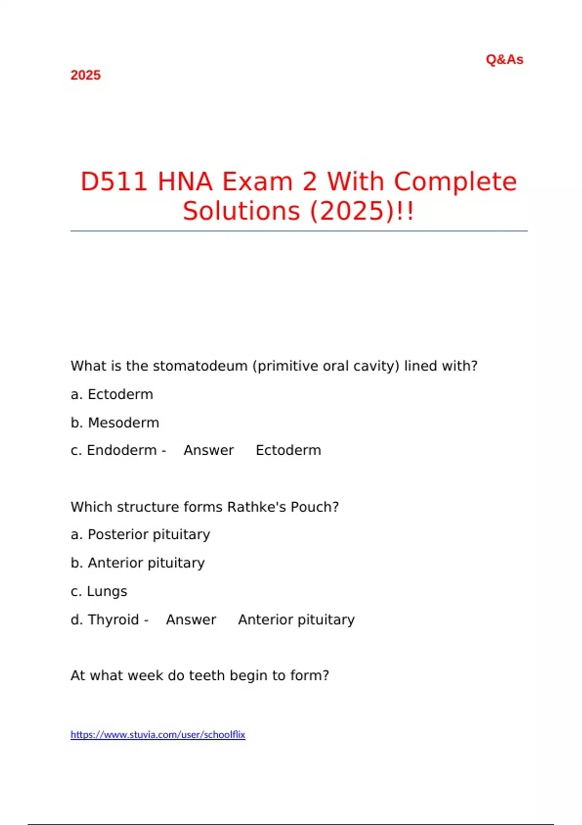 D511 HNA Exam 2 With Complete Solutions (2025)!! - D511 - Stuvia US
