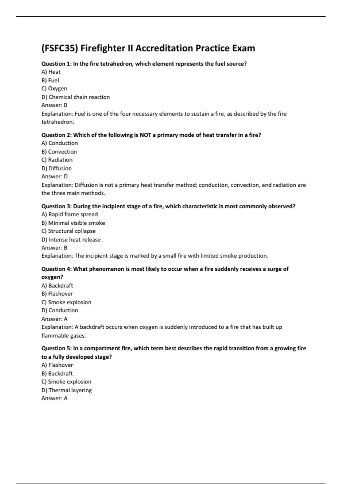 (FSFC35) Firefighter II Accreditation Practice Exam - Computers - Stuvia US