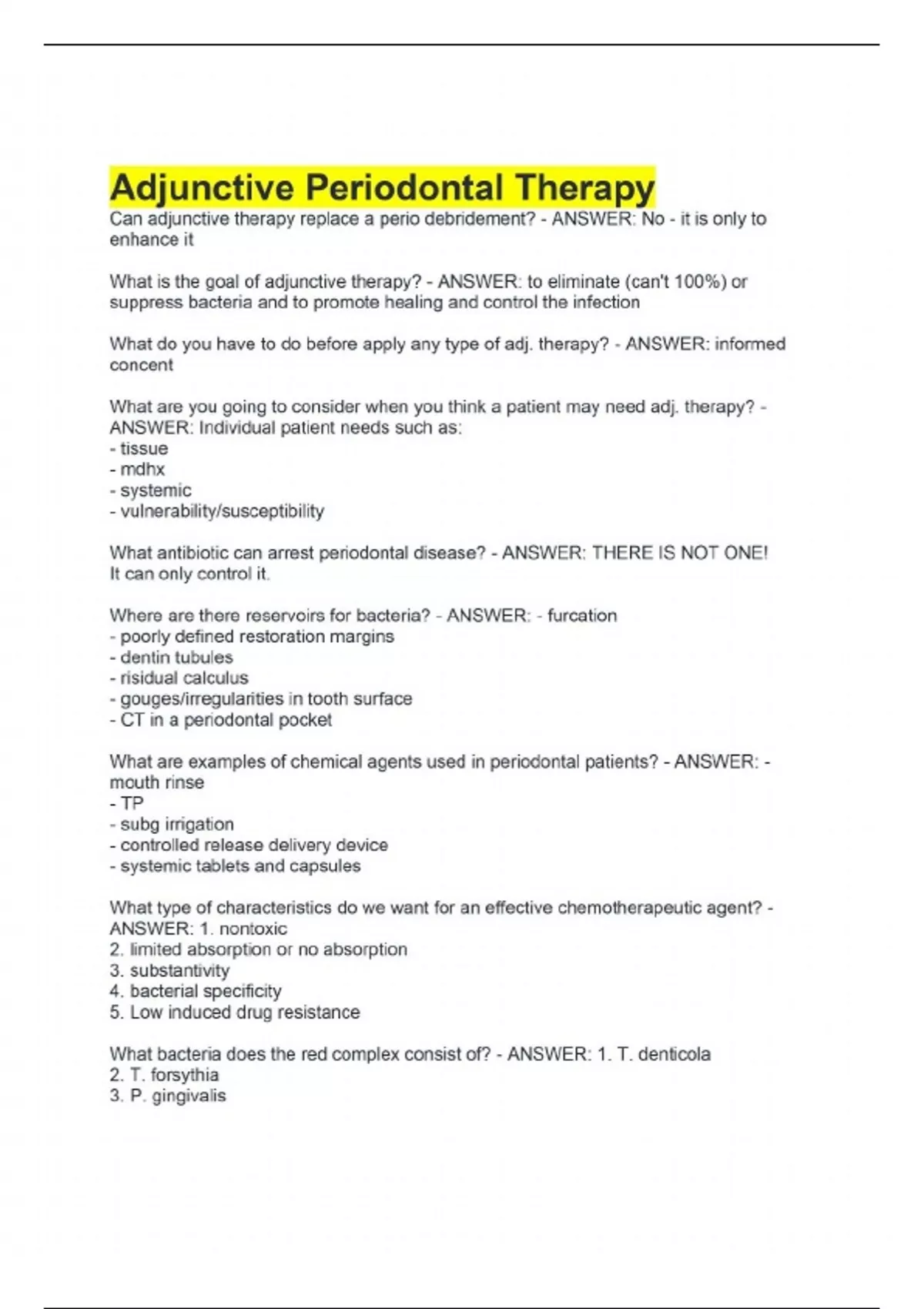 Adjunctive Periodontal Therapy - Adjunctive Periodontal Therapy - Stuvia US
