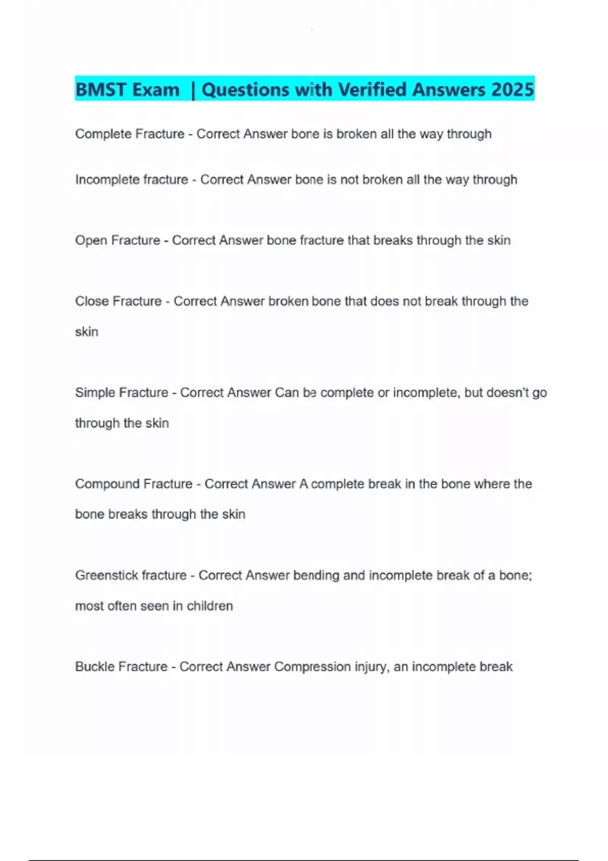 BMST Exam | Questions with Verified Answers 2025 - BMST - Stuvia US