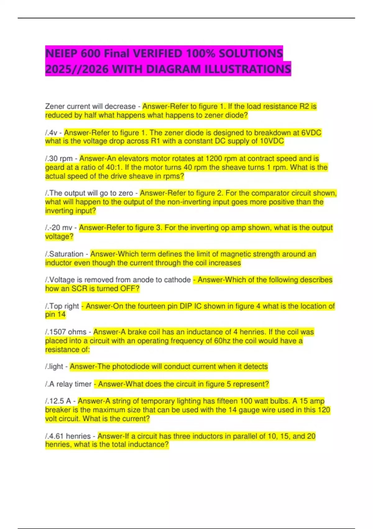 NEIEP 600 Final VERIFIED 100% SOLUTIONS 2025//2026 WITH DIAGRAM ...