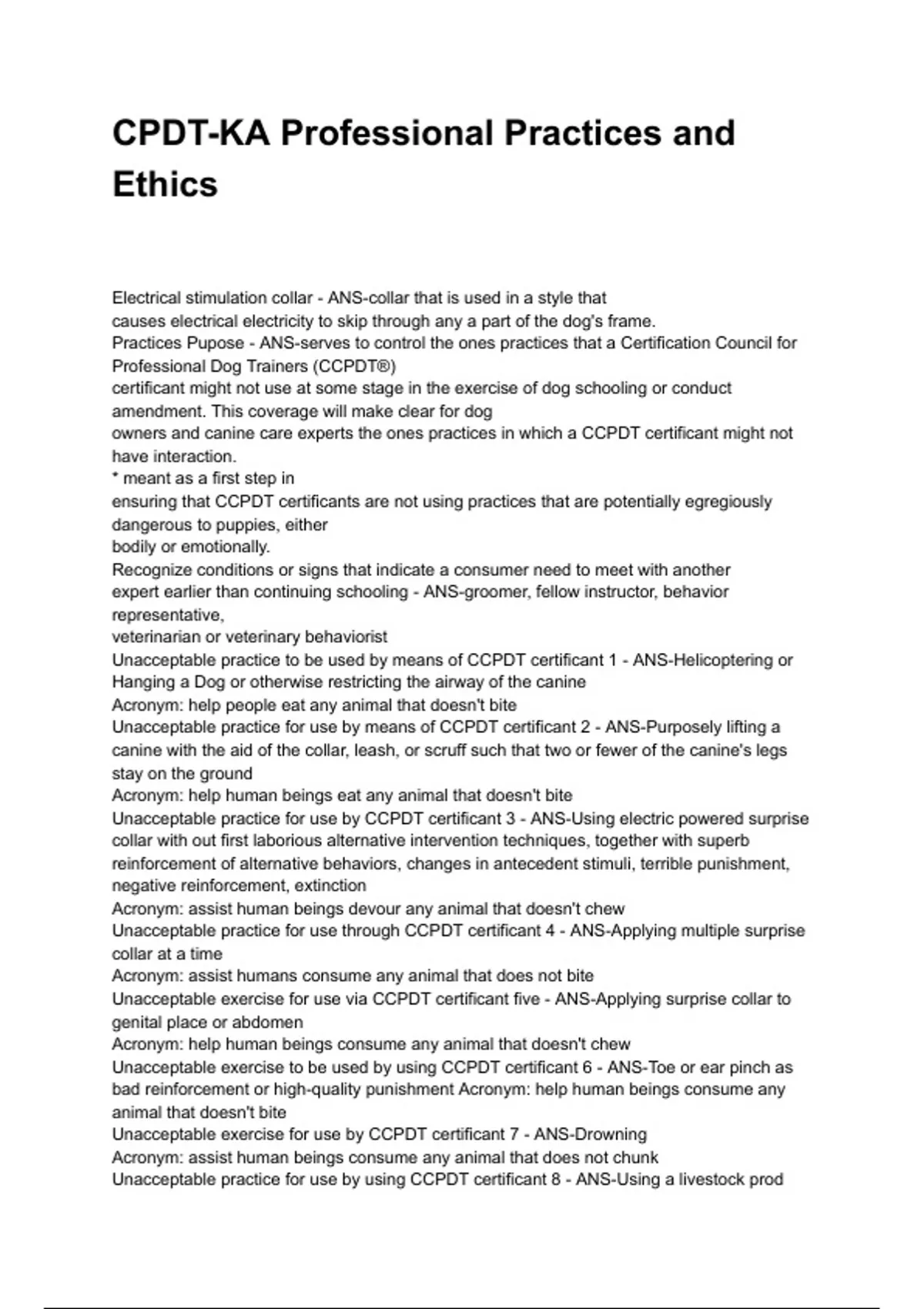 CPDT-KA Professional Practices and Ethics QUESTIONS WITH DETAILED ...