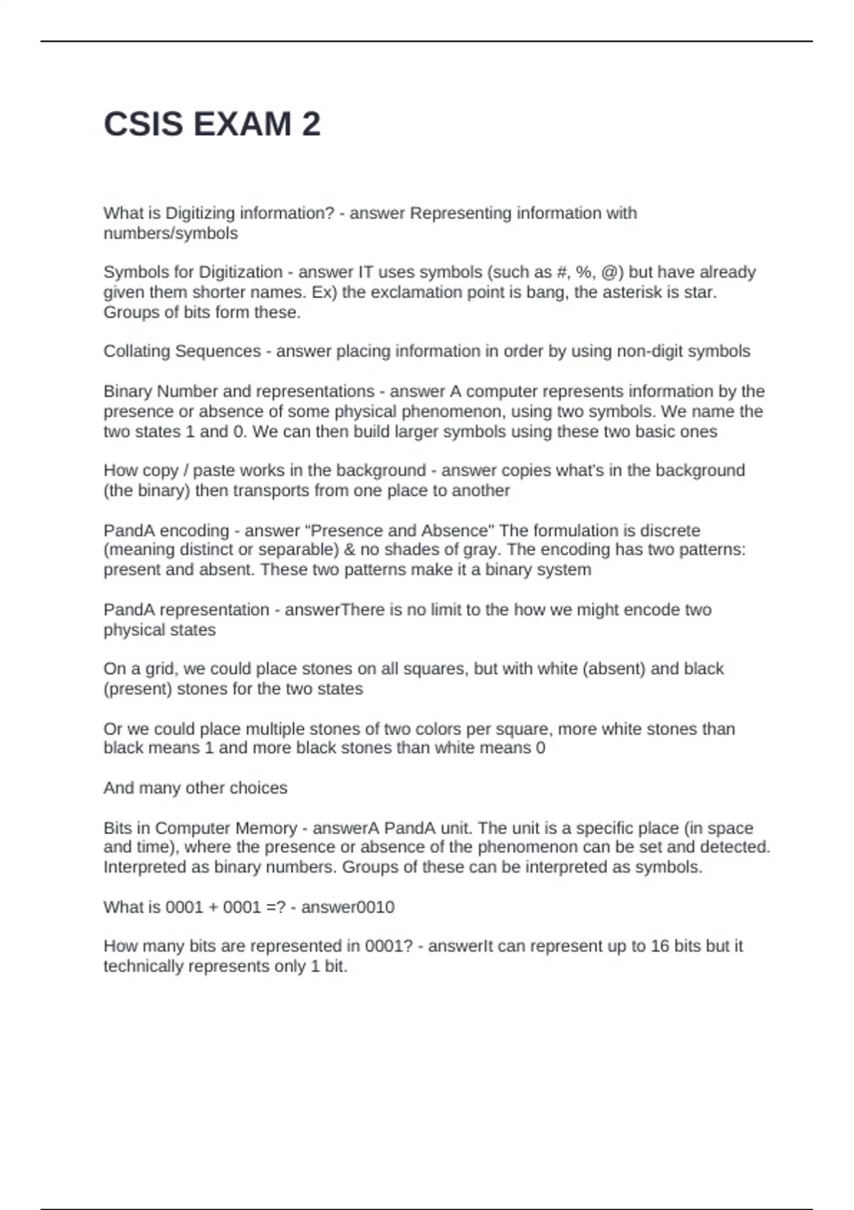 CSIS EXAM 2 QUESTIONS AND ANSWERS 2025 - CSIS - Stuvia US